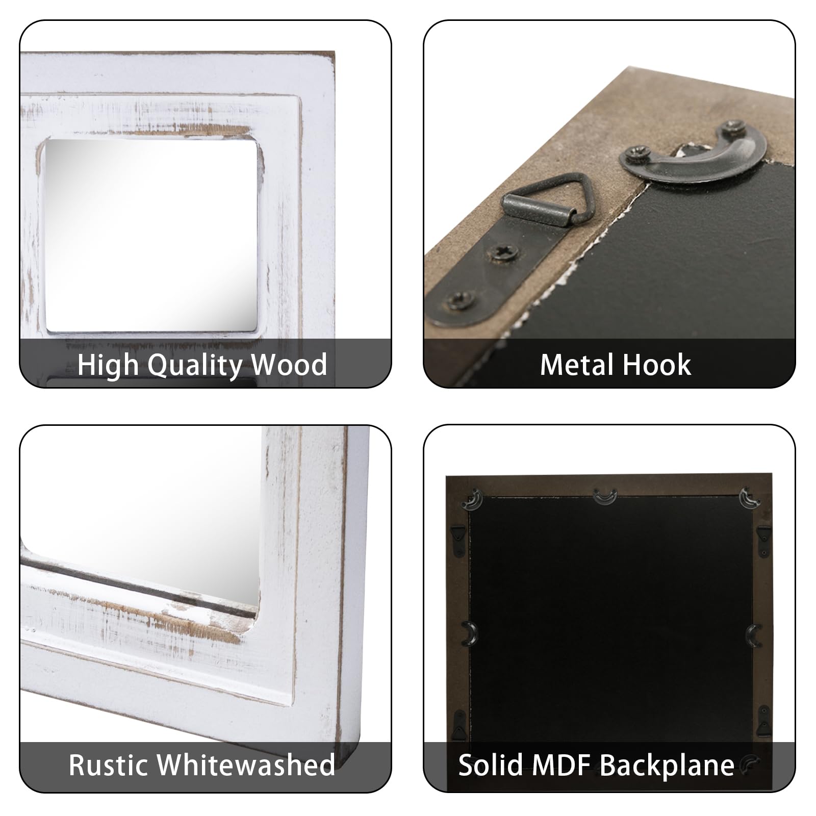 Farmhouse Square Metal And Wood Wall Mirror