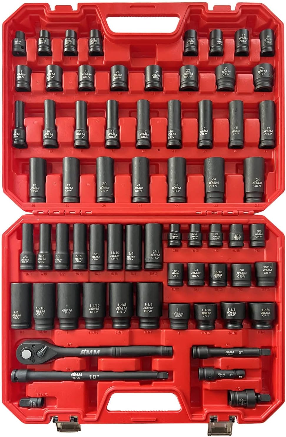 EMENTOL 109-Piece 3/8" Drive Socket Set, SAE (5/16"-15/16") & Metric ...