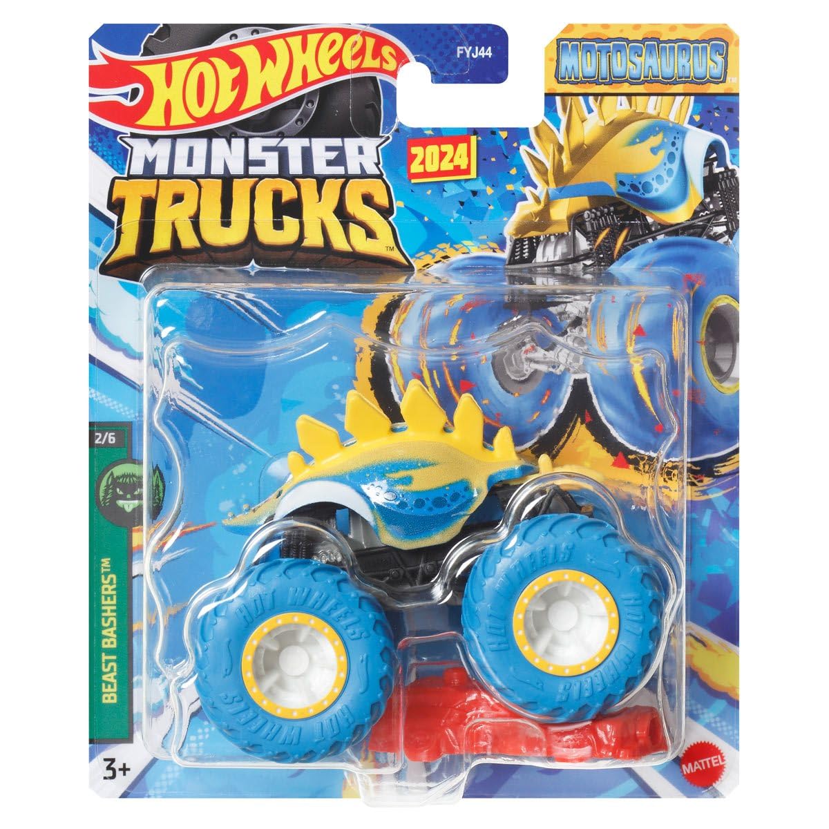 Amazon.com: Hot Wheels Monster Trucks Motosaurus (Yellow/Blue) : Toys ...