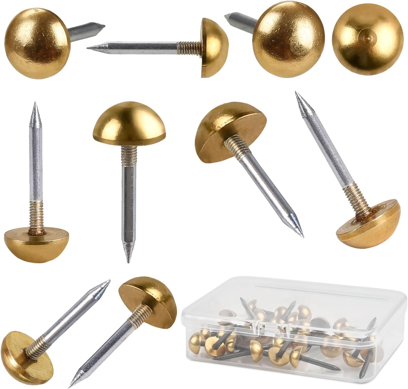 Amazon.com: Worldity 30 Pcs Retro Solid Pure Brass Tacks, 1/2",12 mm ...