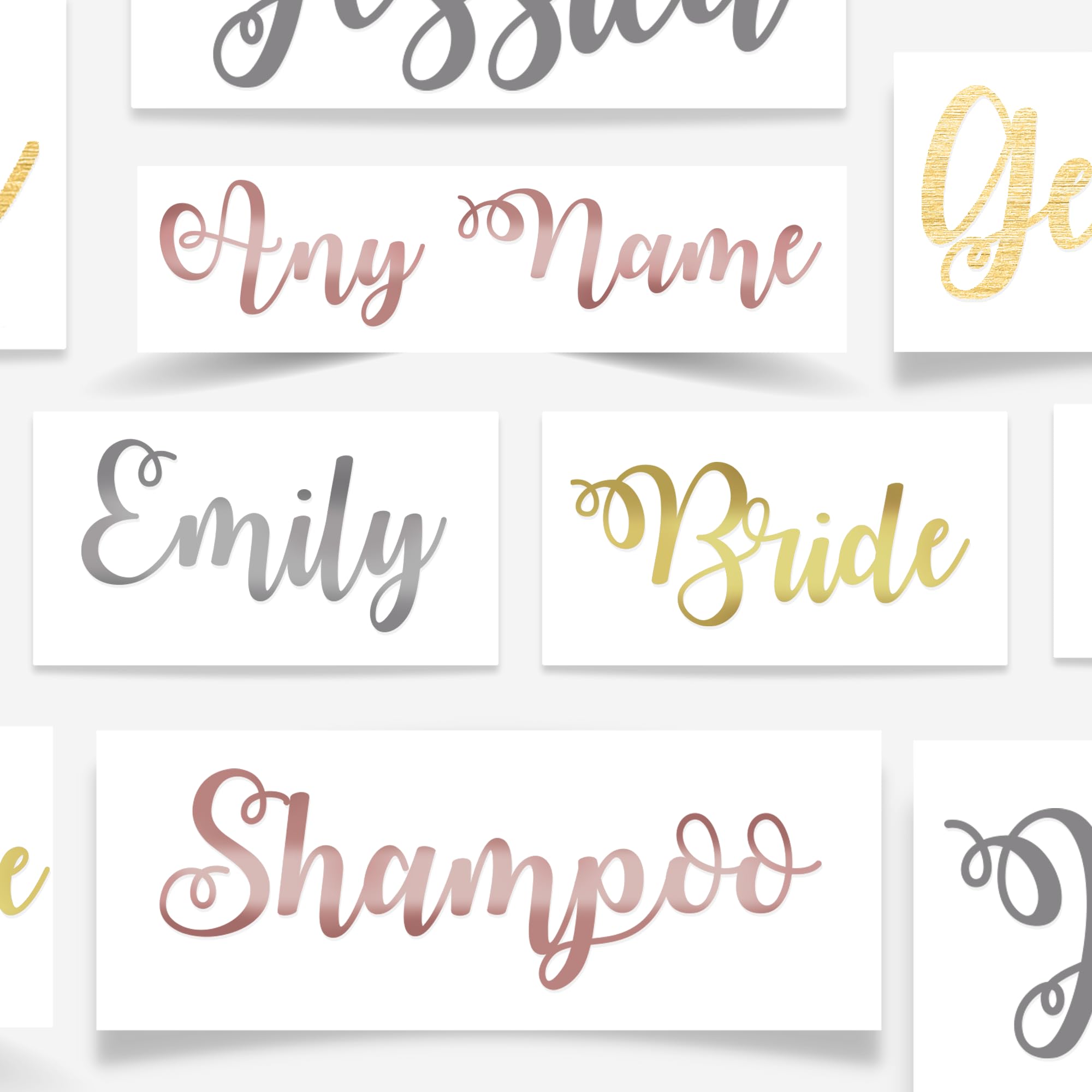 Curly Rose Gold Personalised Name Stickers - Vinyl - for Wine Glass ...