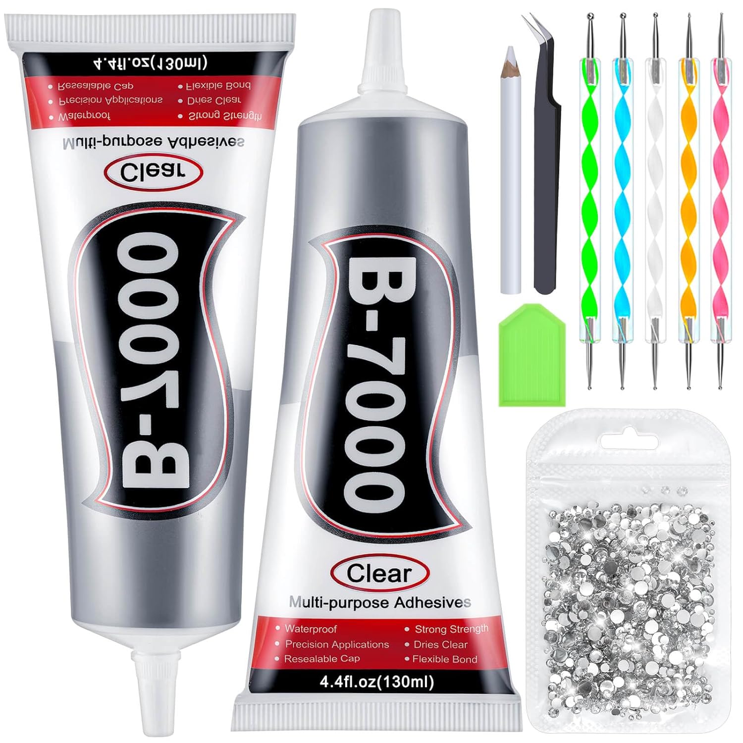 Cludoo B7000 Glue Clear with Precision Tip, 2pcs 130ml / 4.4 Fl Oz ...