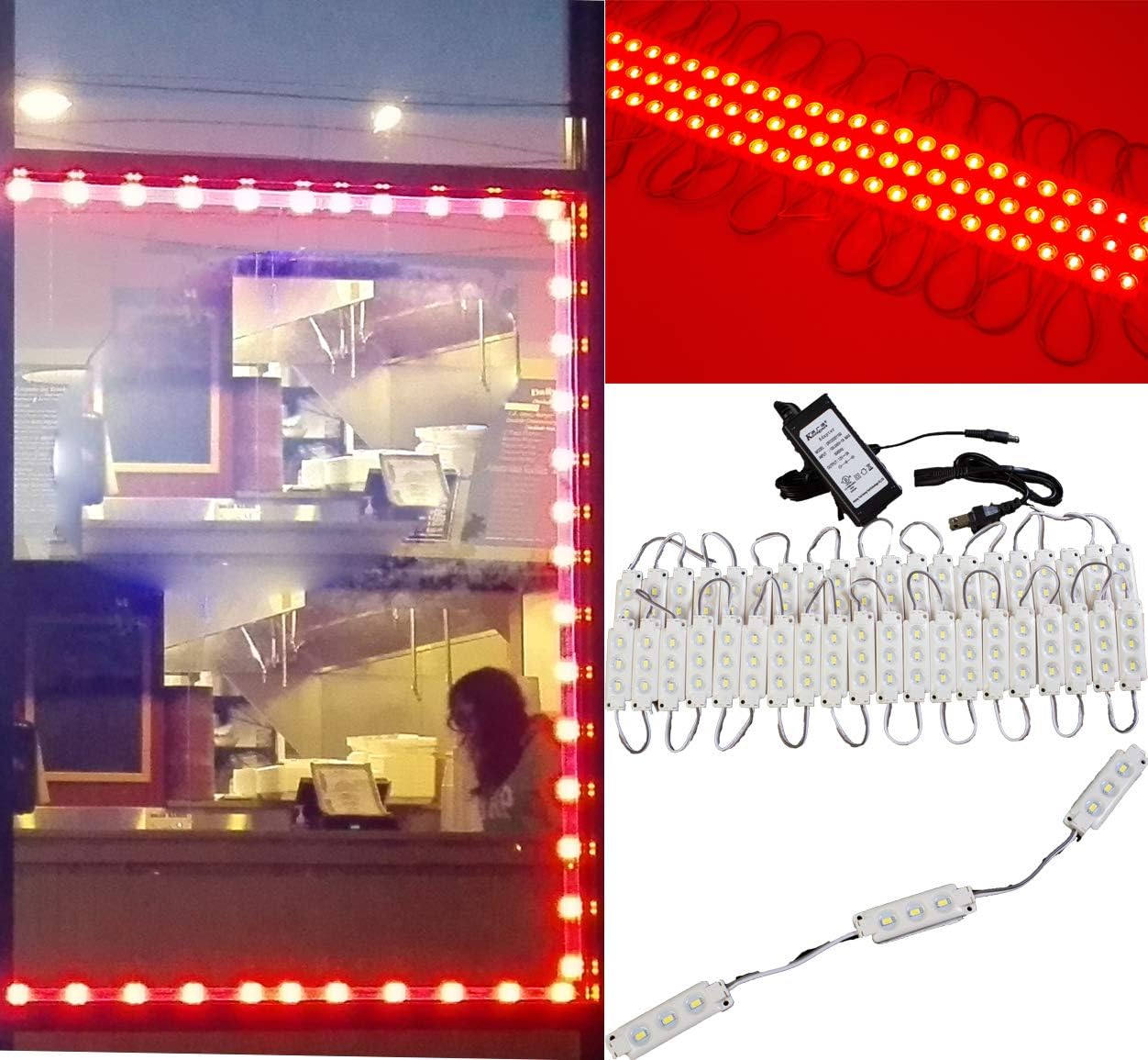 Amazon.com: 40ft Red Storefront windows LED Light module with UL 12v AC ...