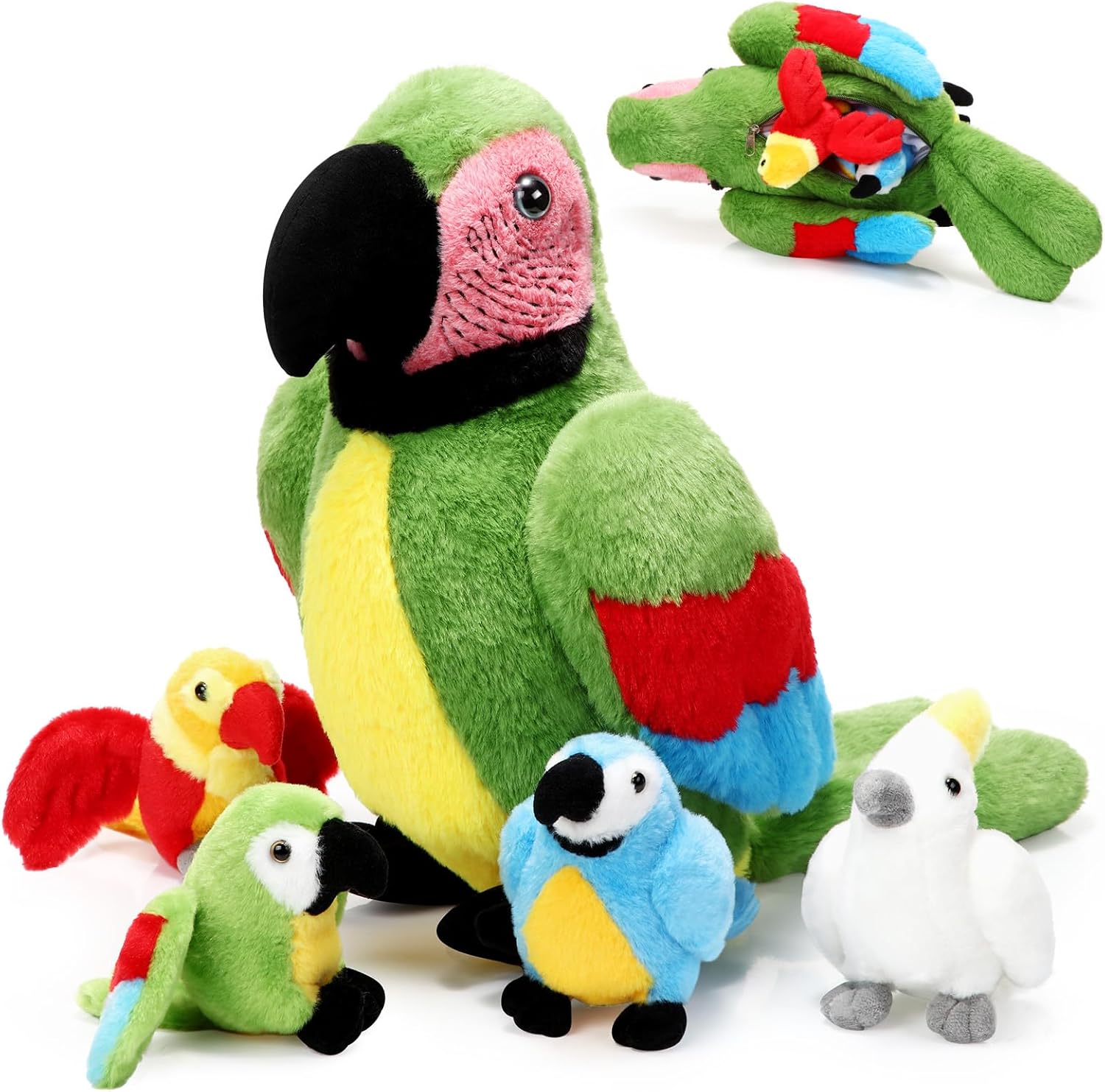 Amazon.com: Meooeck 5 Pcs Macaw Parrot Plush Set 13 Inch Mommy Parrot ...