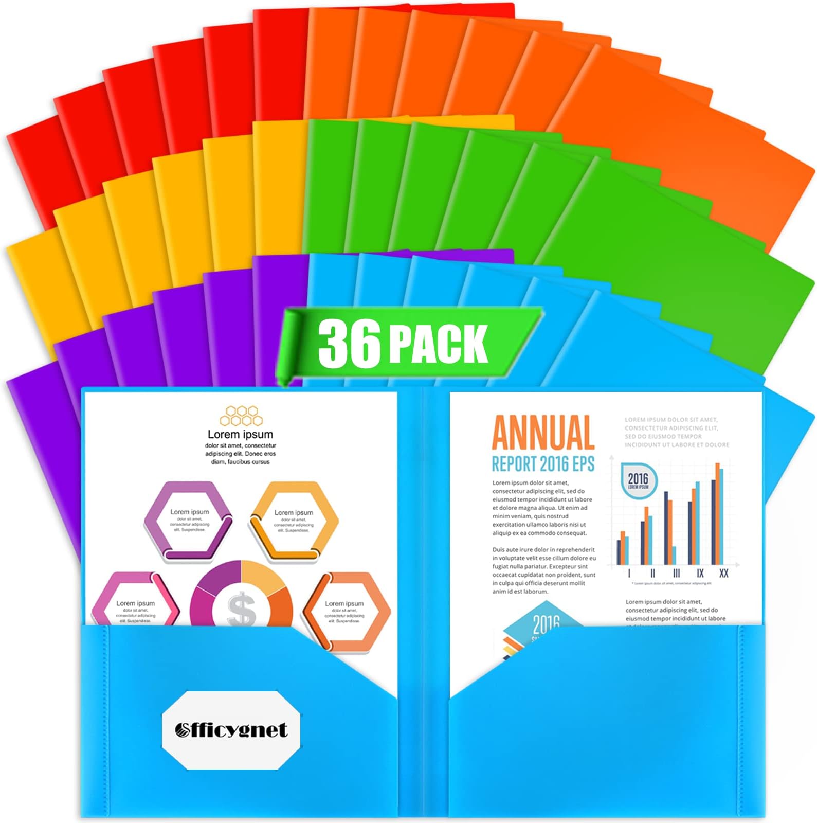 Amazon.com : Officygnet 36 Packs 2 Pocket Folders, Bulk Durable Heavy ...