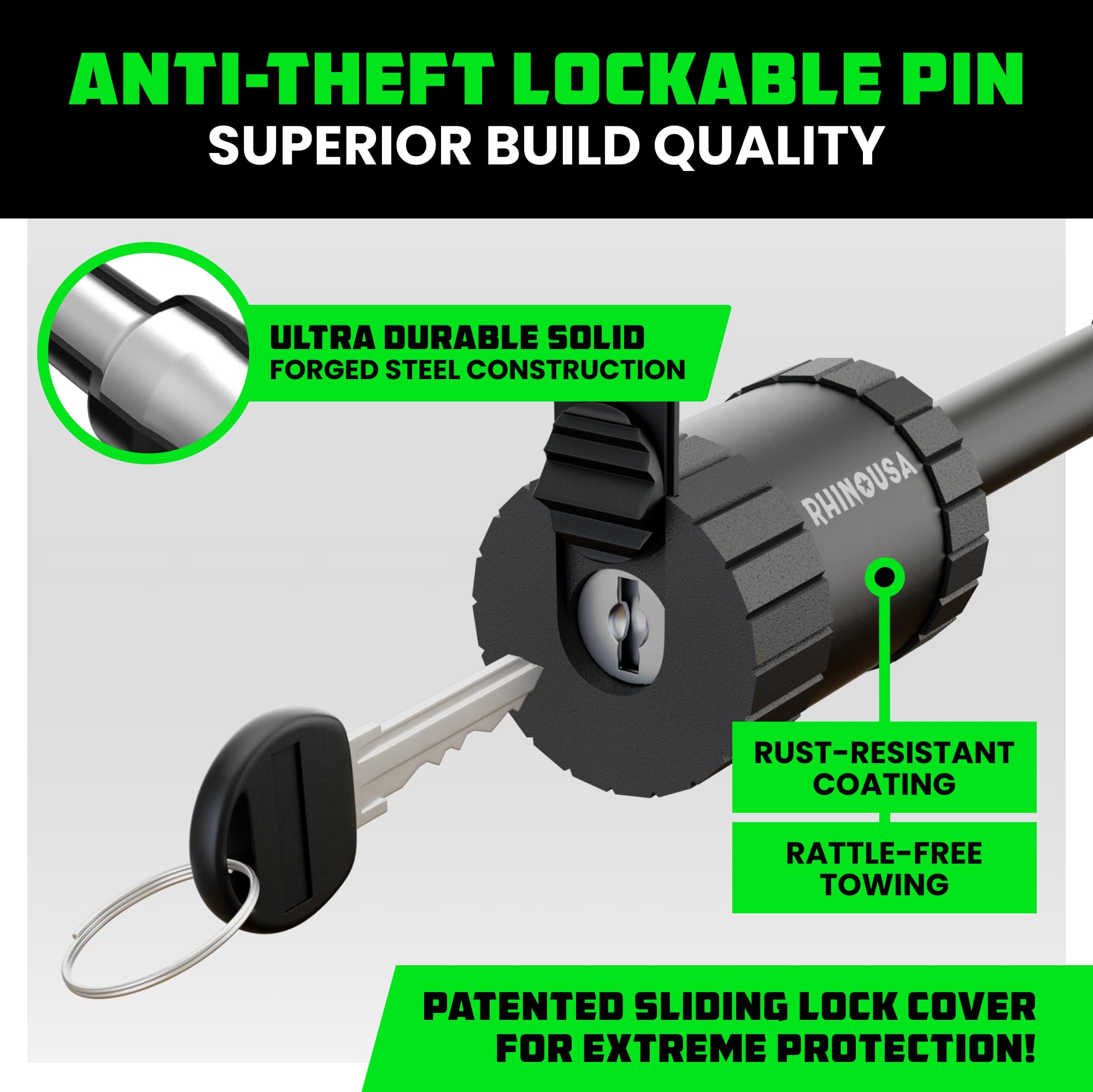 Snapklik.com : Rhino USA Trailer Hitch Pin - Patented 5/8" Locking ...