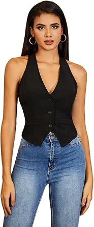 Amazon.com: Verdusa Chaleco sin mangas con cuello en V para mujer : Ropa, Zapatos y Joyería