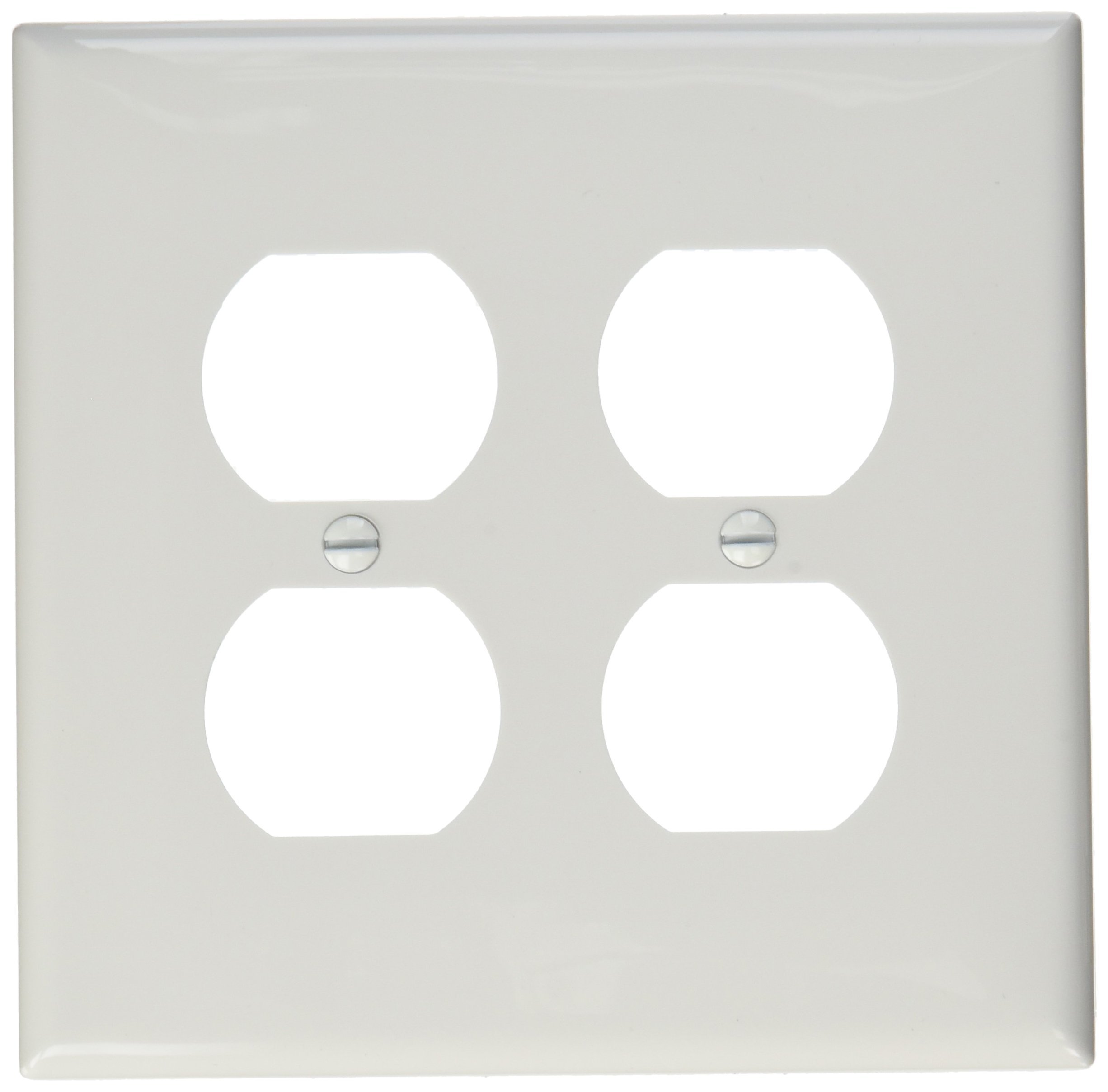 Leviton PJ82-W 2-Gang Duplex Receptacle Wallplate, Midway Size, White ...
