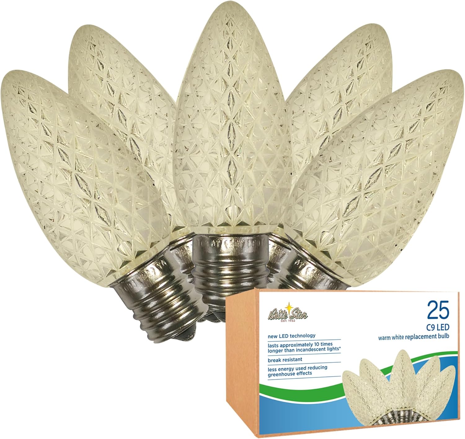 Amazon.com : Brite Star LED C9 Replacement Bulbs - Warm White 25-Pack ...