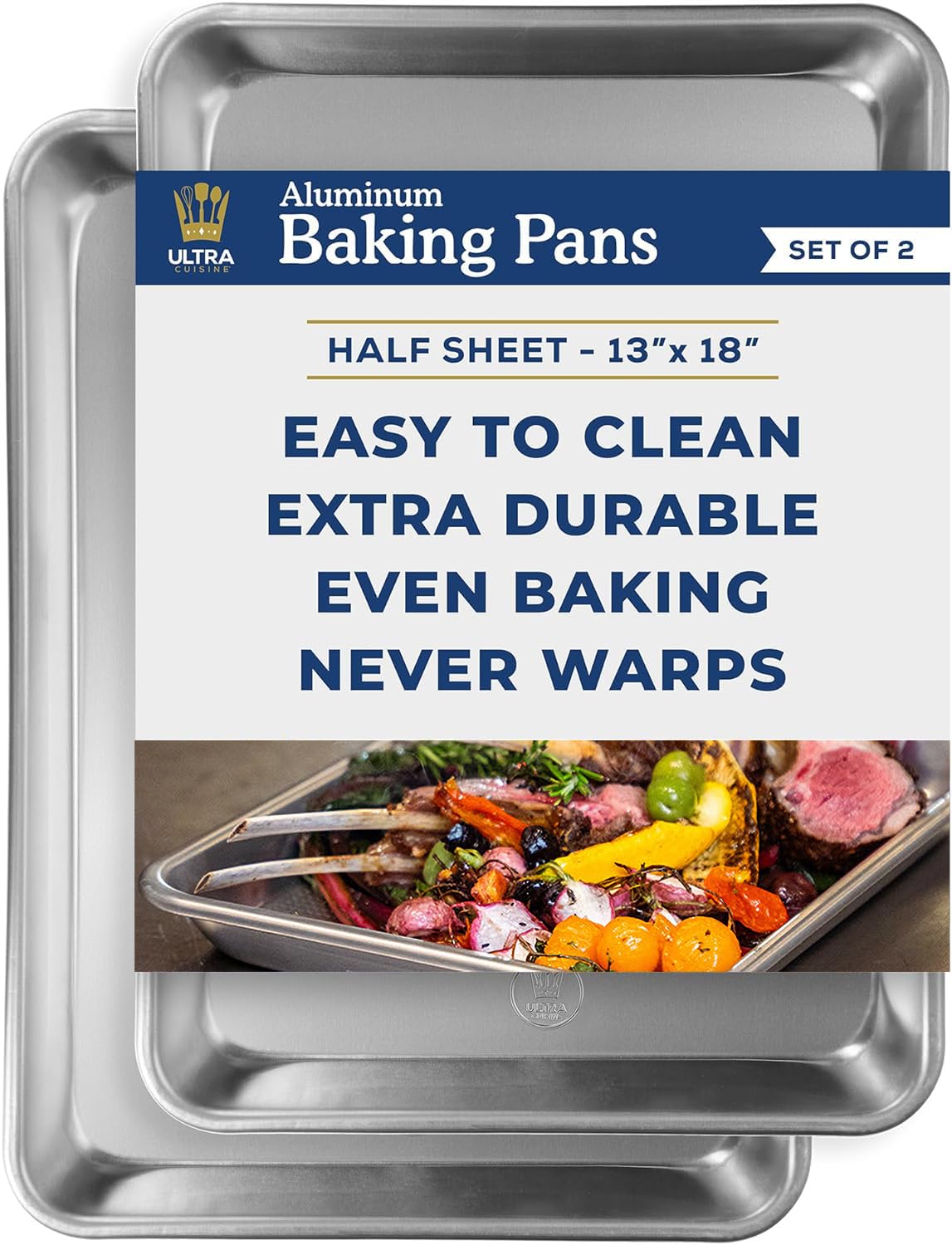 Amazon.com: Ultra Cuisine Half Baking Sheet Pan Set of 2- Professional ...