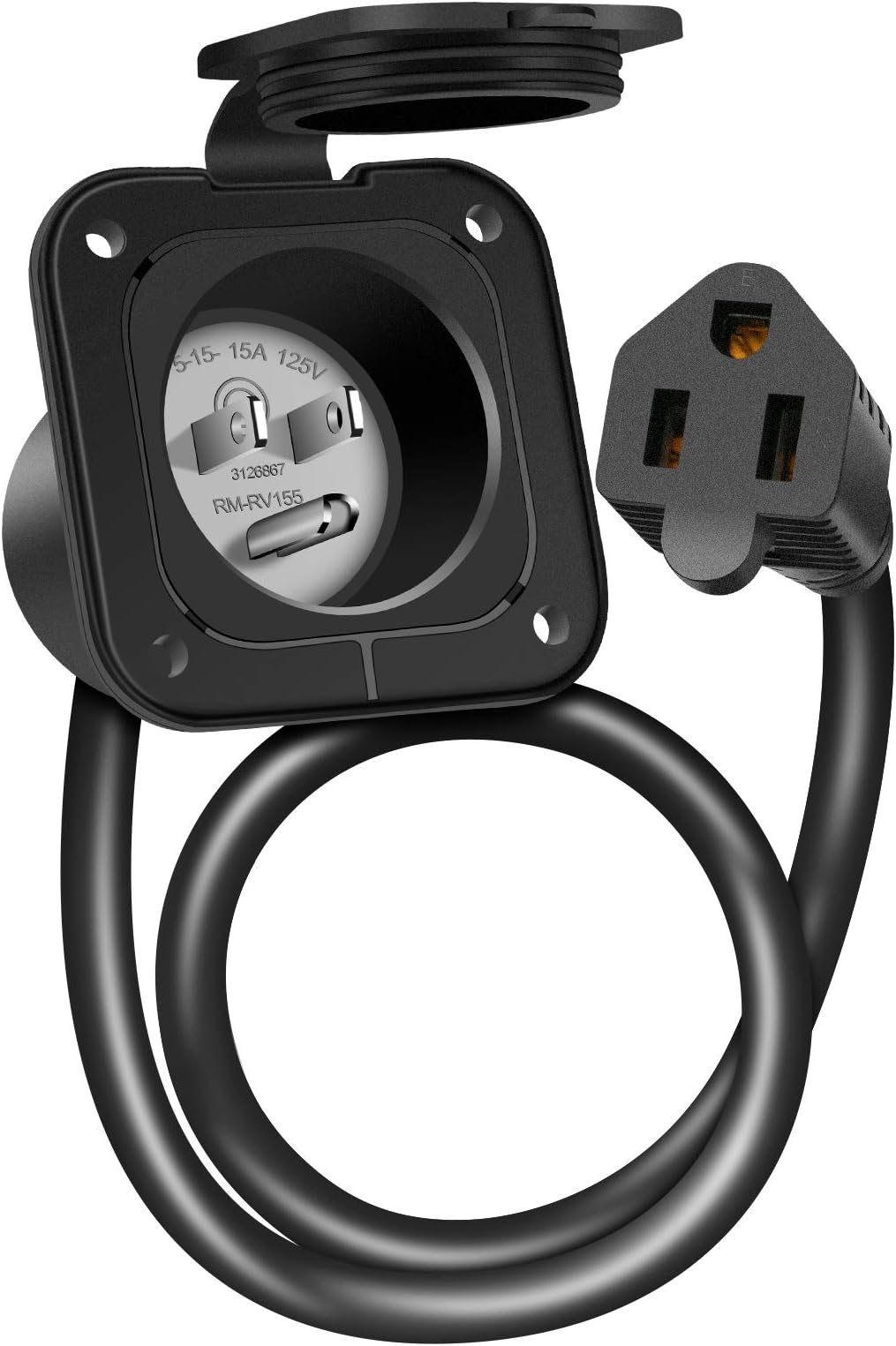 Amazon.com: Leviton 5239 15 Amp, 125 Volt, Flanged Inlet Receptacle ...