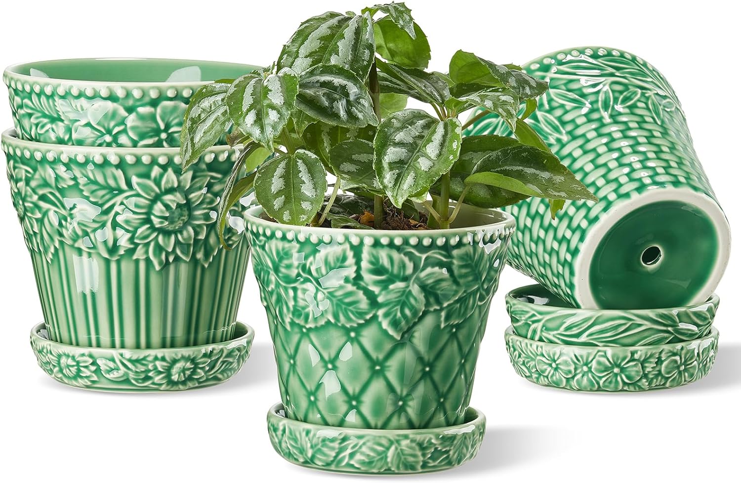 Amazon.com: Metahom Ceramic Plant Pots, 4.9 Inch Flower Pots with ...