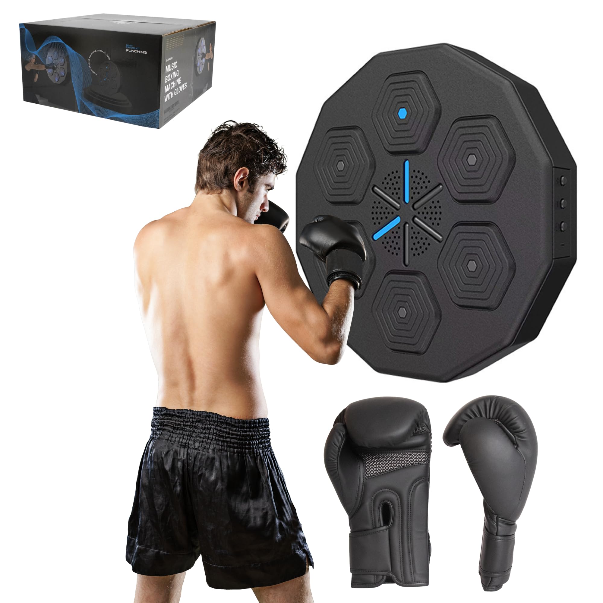 Smart Music Boxing Machine with 14oz Boxing Gloves Bluetooth Electronic ...