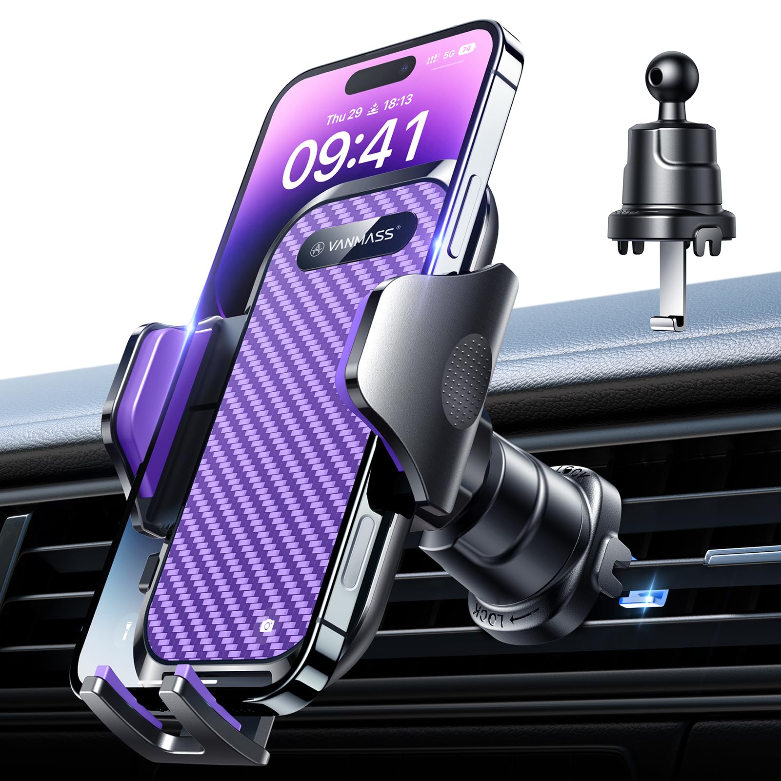 Amazon.com: VANMASS Car Phone Holder Mount 2024 Upgraded [Patent Steel ...