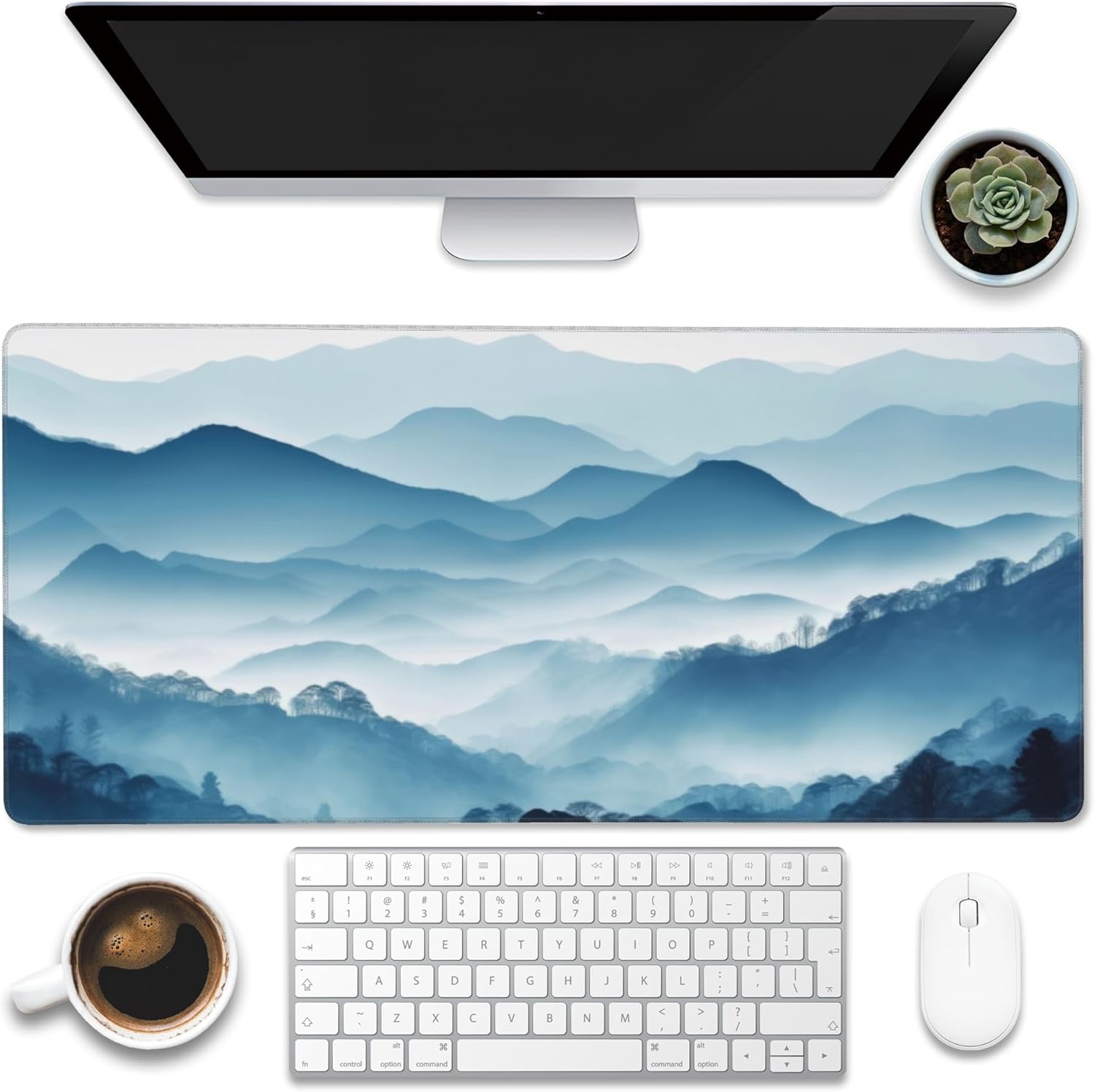 Amazon.com: Eflxamz Large Gaming Mouse Pad, Mountain Desk Mat, Misty ...