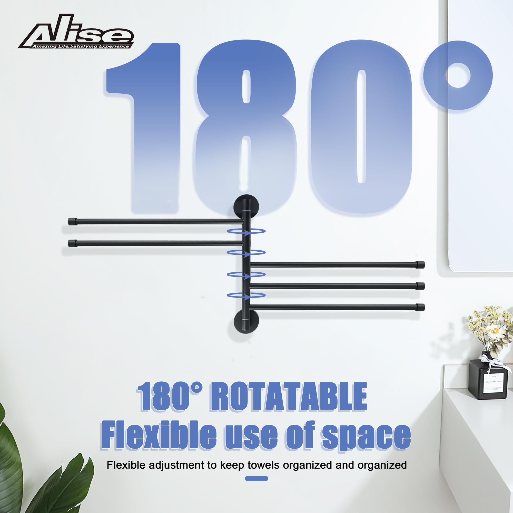 Snapklik.com : Swivel Towel Rack,Folding 5 Arms Hand Towel Bars Towel ...