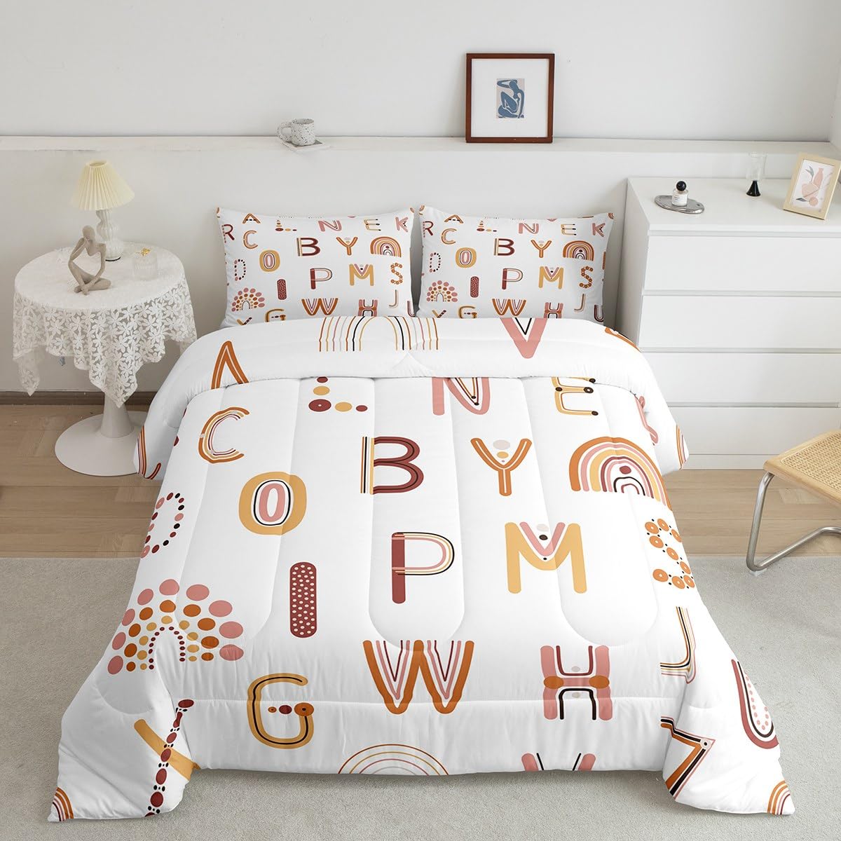 Amazon.com: Boho English Alphabet Bedding Set For Kids Toddler Twin ...