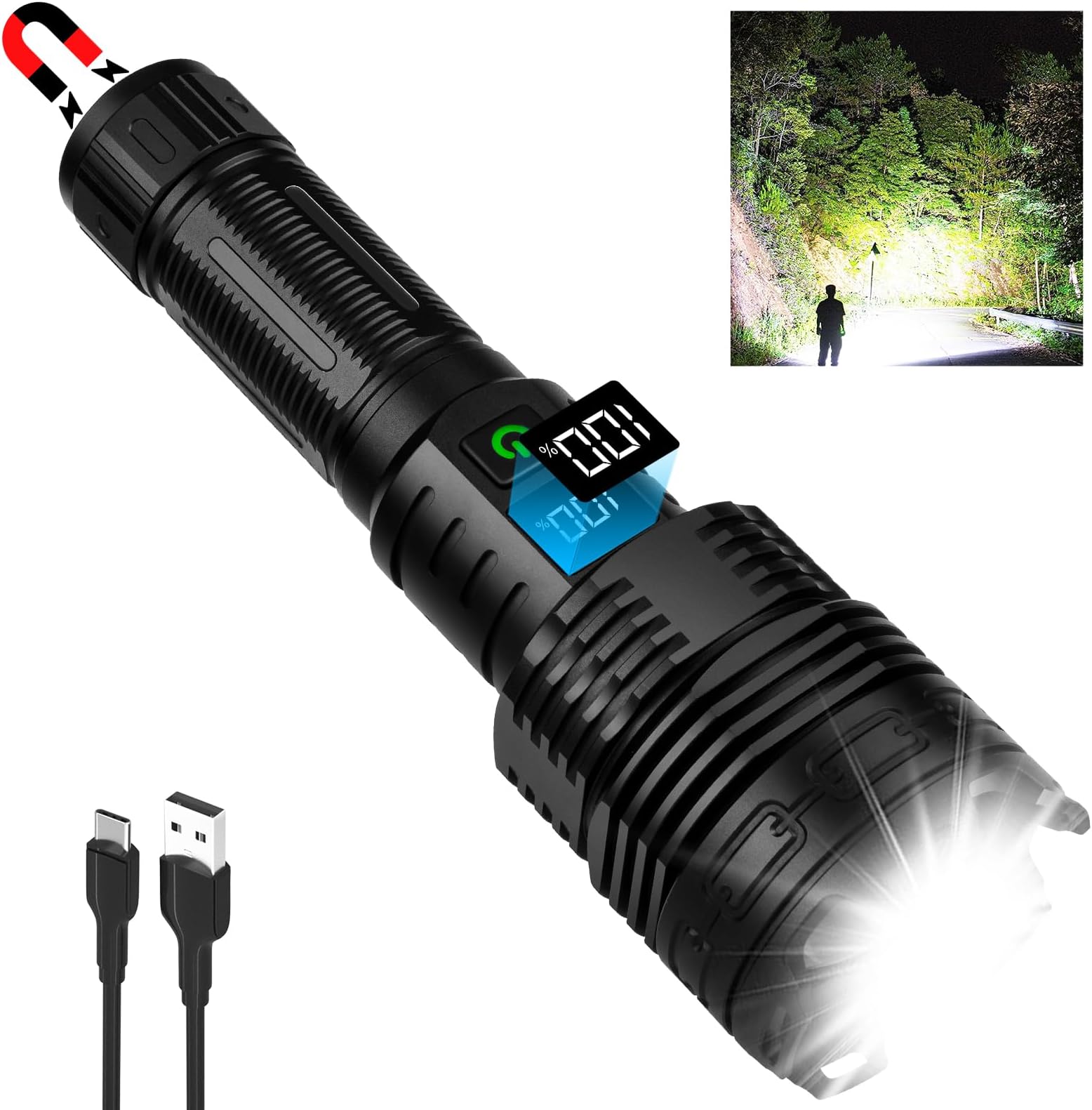 FUROLD Rechargeable LED Flashlights High Lumens, 900,000 Super Bright ...