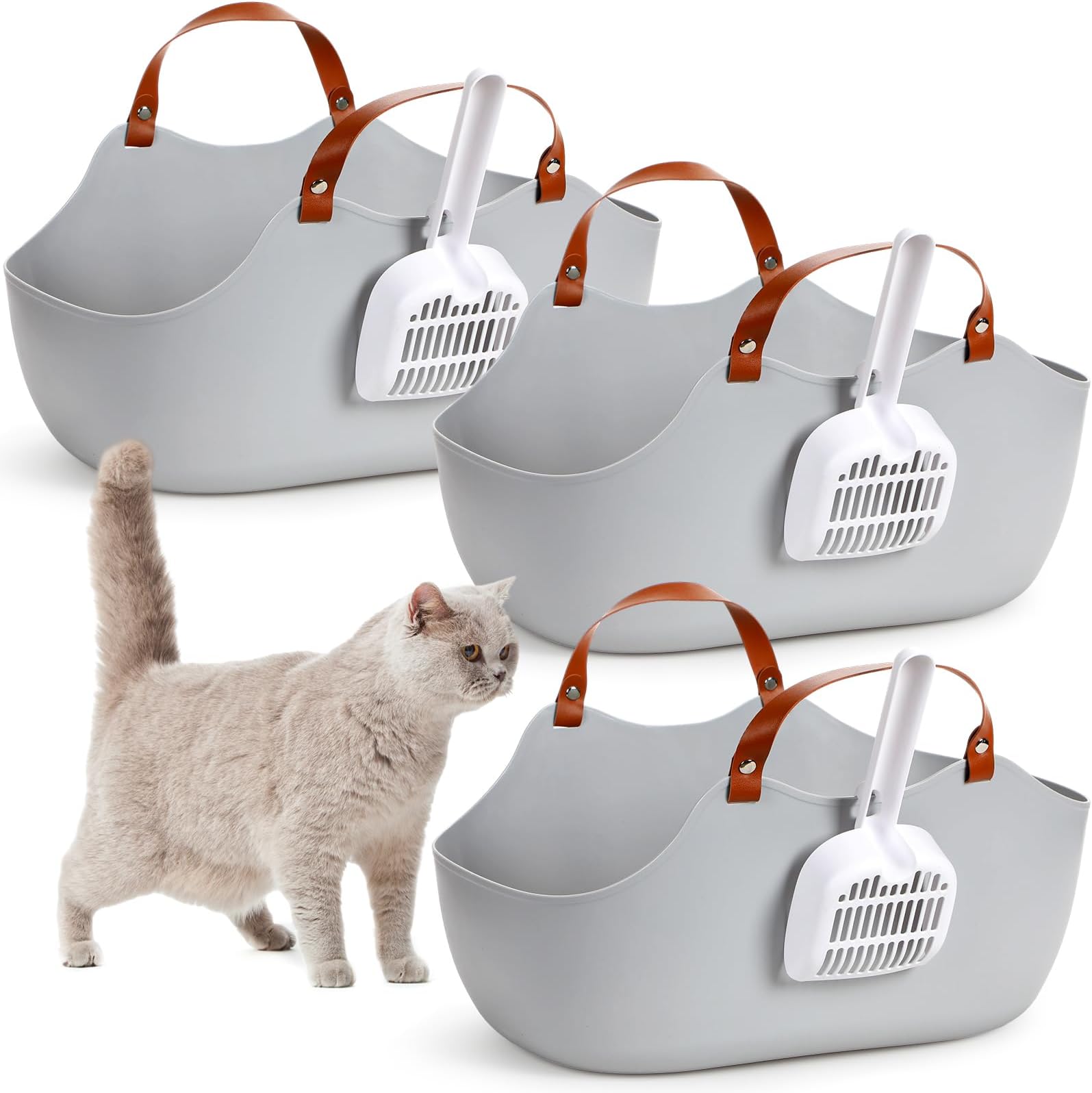 Amazon.com: SiliFine 3 Pcs Flexible Cat Litter Box Soft Plastic High ...