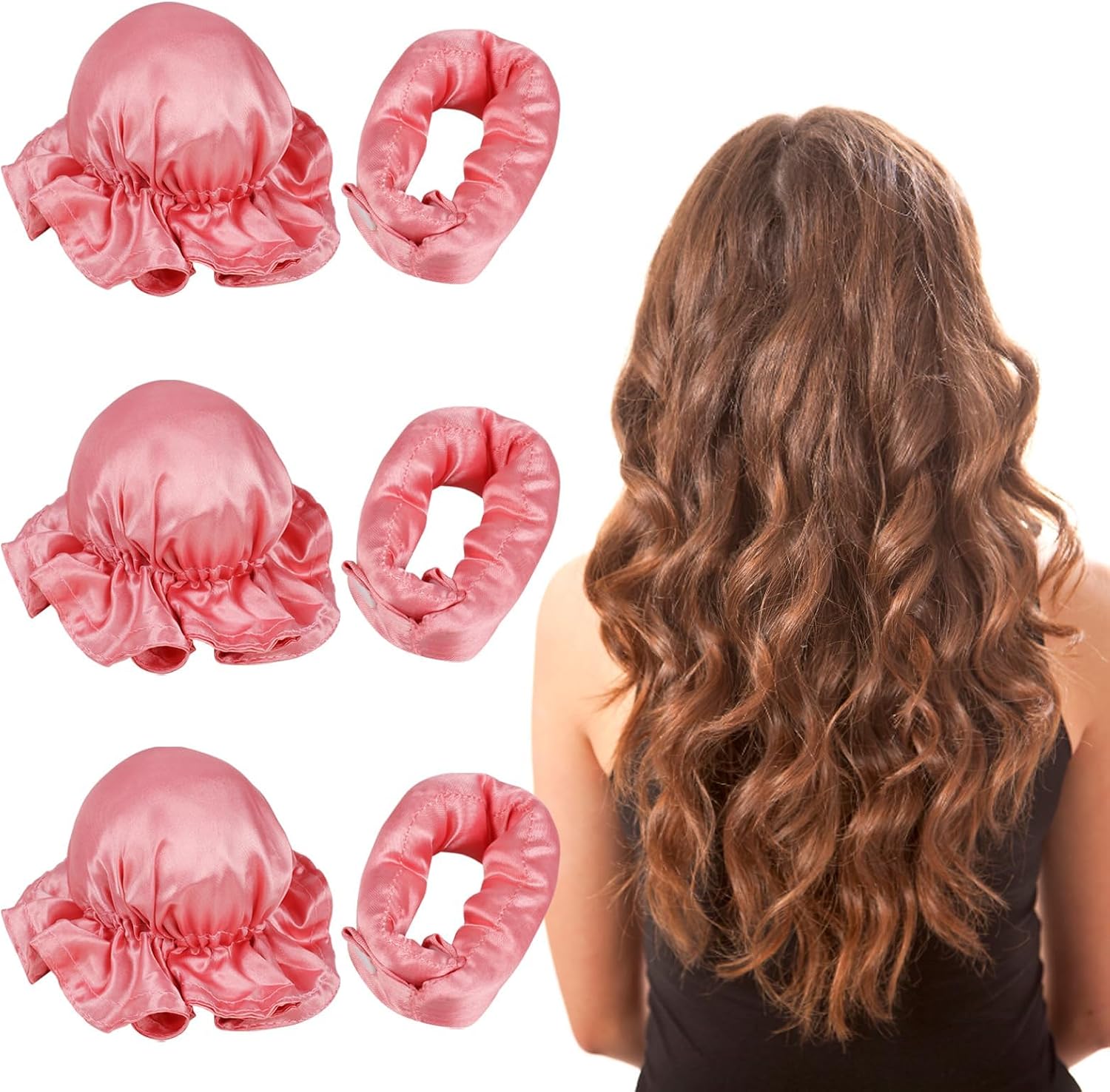 LIUMINXIN 3Sets/6PCS Satin Heatless Curling Set with Adjustable Clasp ...