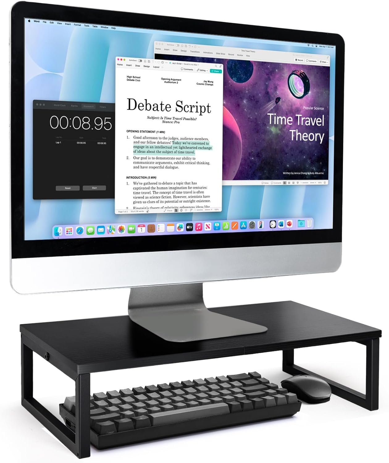 Amazon.com: ARCOBIS 20 Inch Monitor Riser, Wood & Metal Computer ...