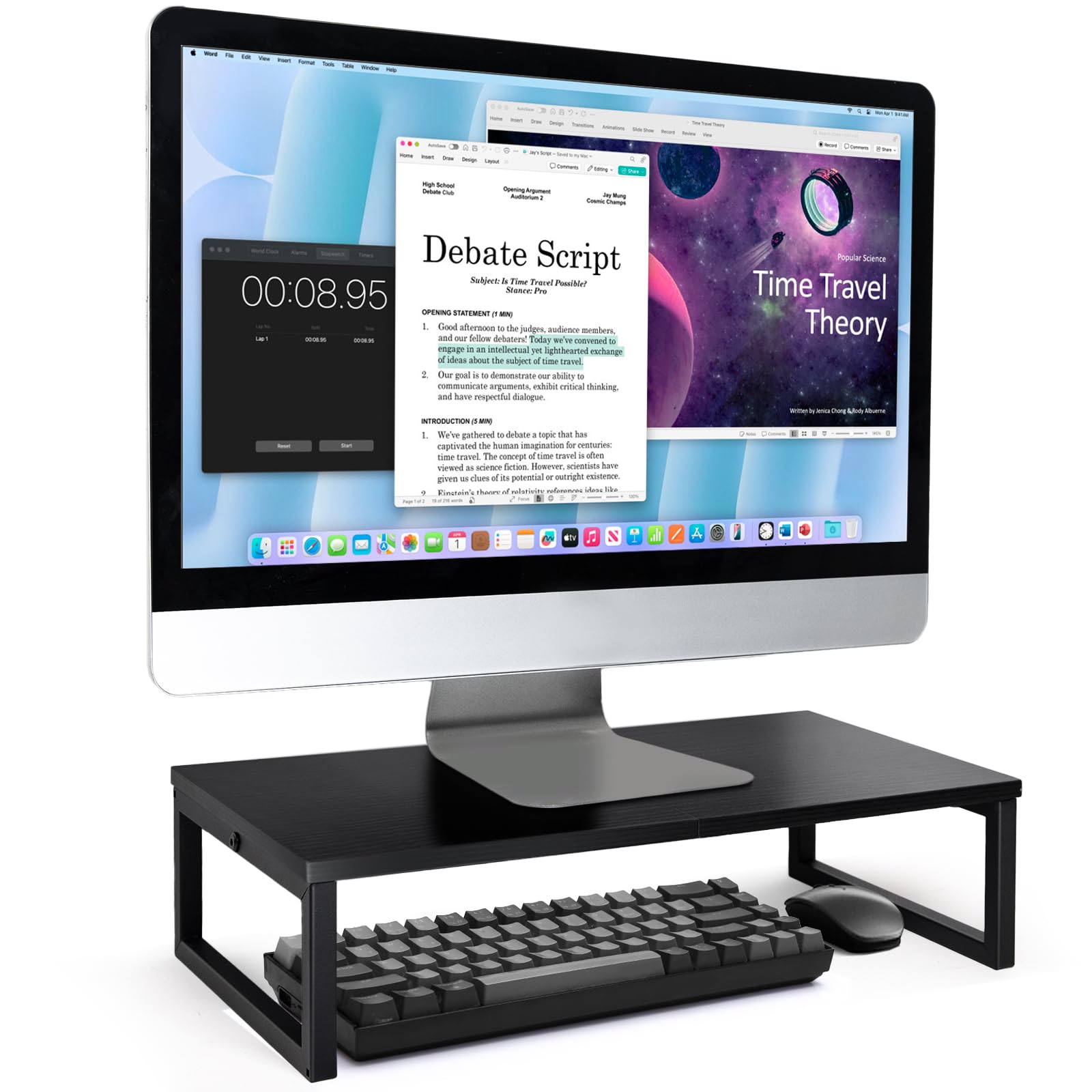 Amazon.com: ARCOBIS 20 Inch Monitor Riser, Wood & Metal Computer ...