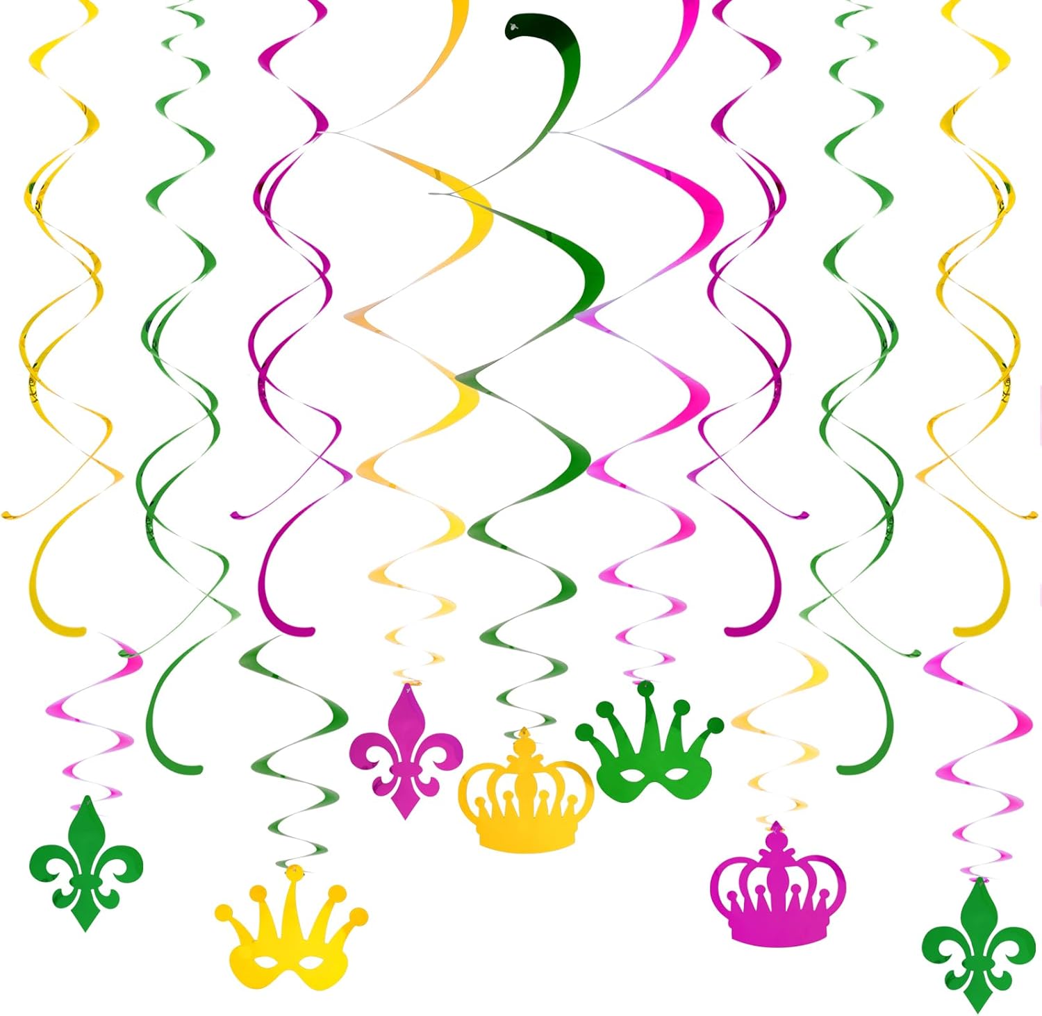 Amazon.com: 36PCS Mardi Gras Foil Hanging Swirls Party Decorations Set ...