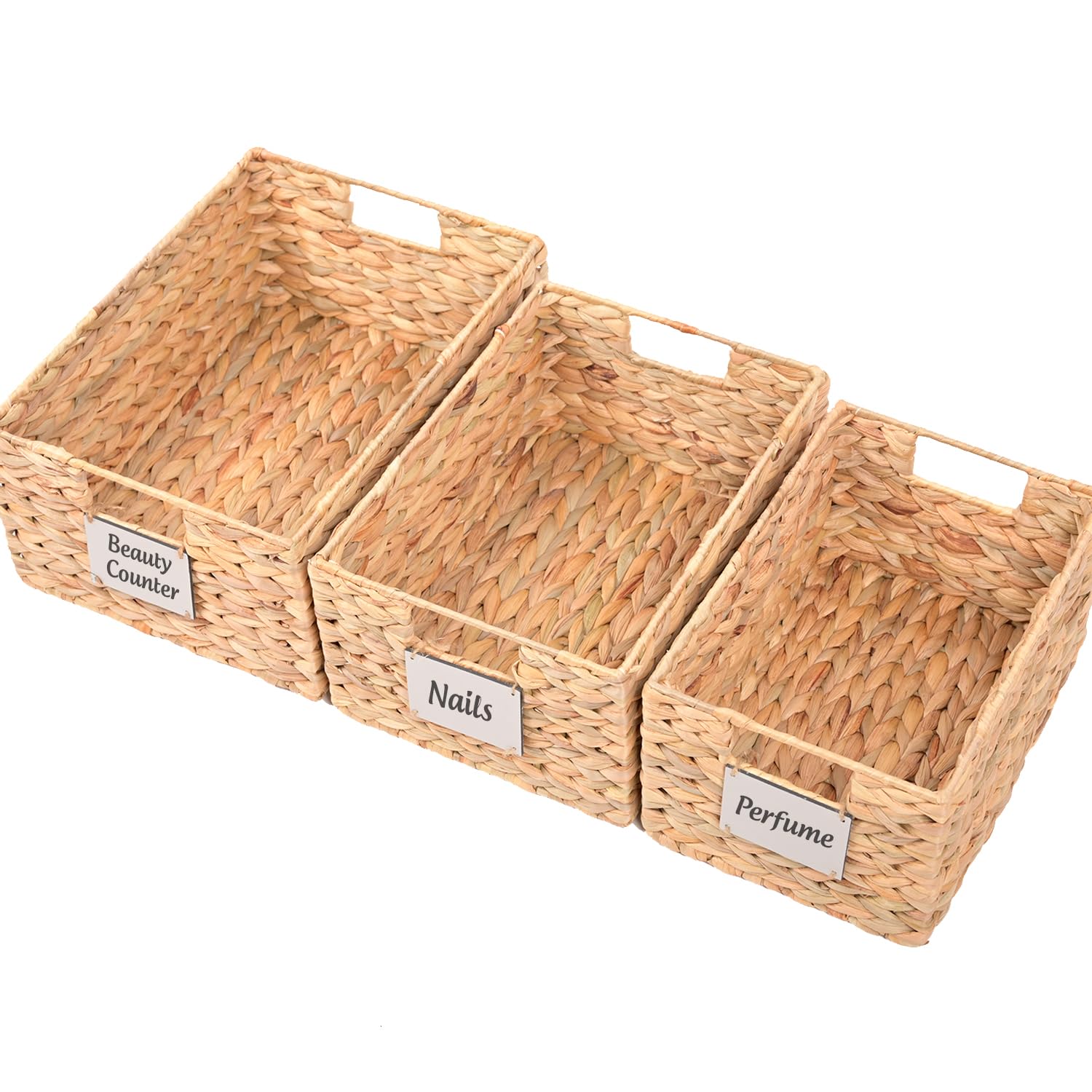 Amazon.com: Water Hyacinth Storage Baskets For Shelves, Woven Baskets ...