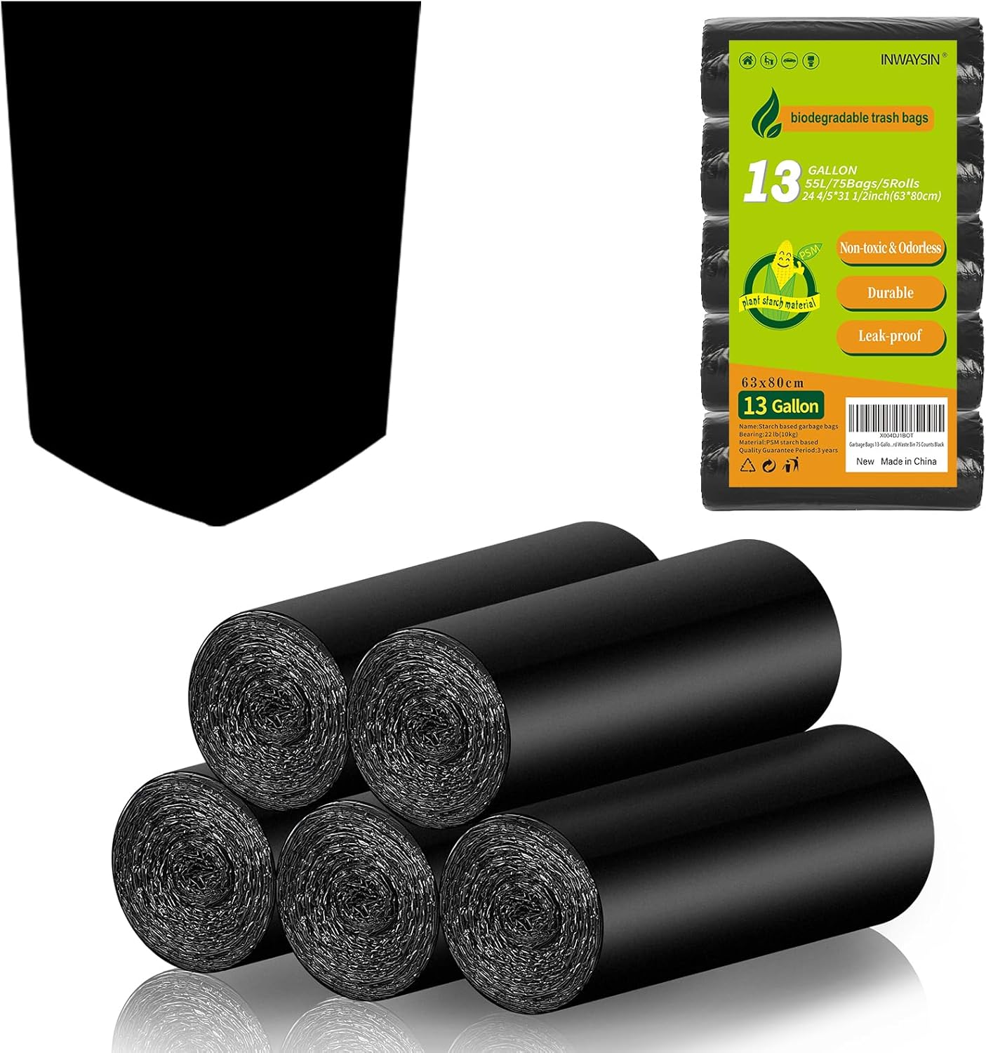 Amazon.com: 13 Gallon Biodegradable Tall-Kitchen Trash Bags - Black ...
