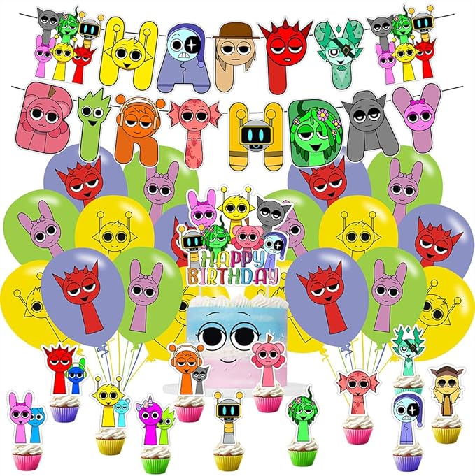 Amazon.com: Sprunki Birthday Party Supplies Include Happy Birthday ...