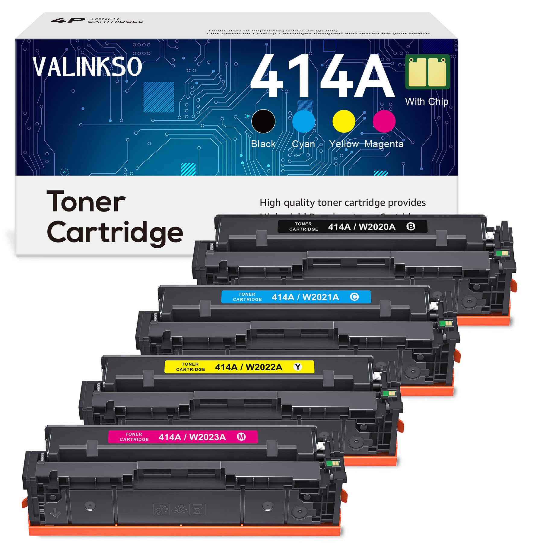 Amazon.com: Valinkso 414A Toner Cartridges 4 Pack (with Chip ...