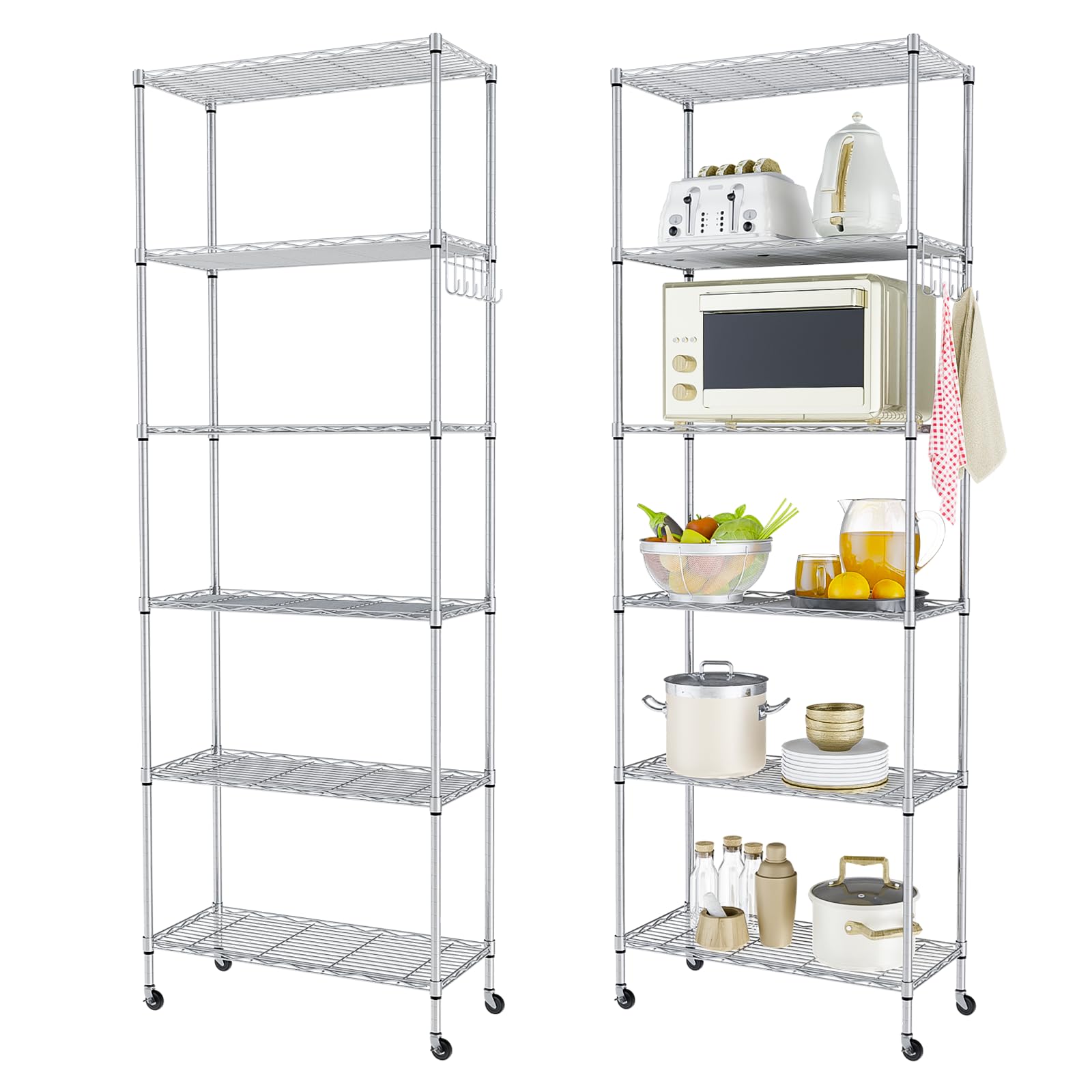 Snapklik.com : Homdox 2-Pack 6-Tier Storage Shelf Wire Shelving Unit ...