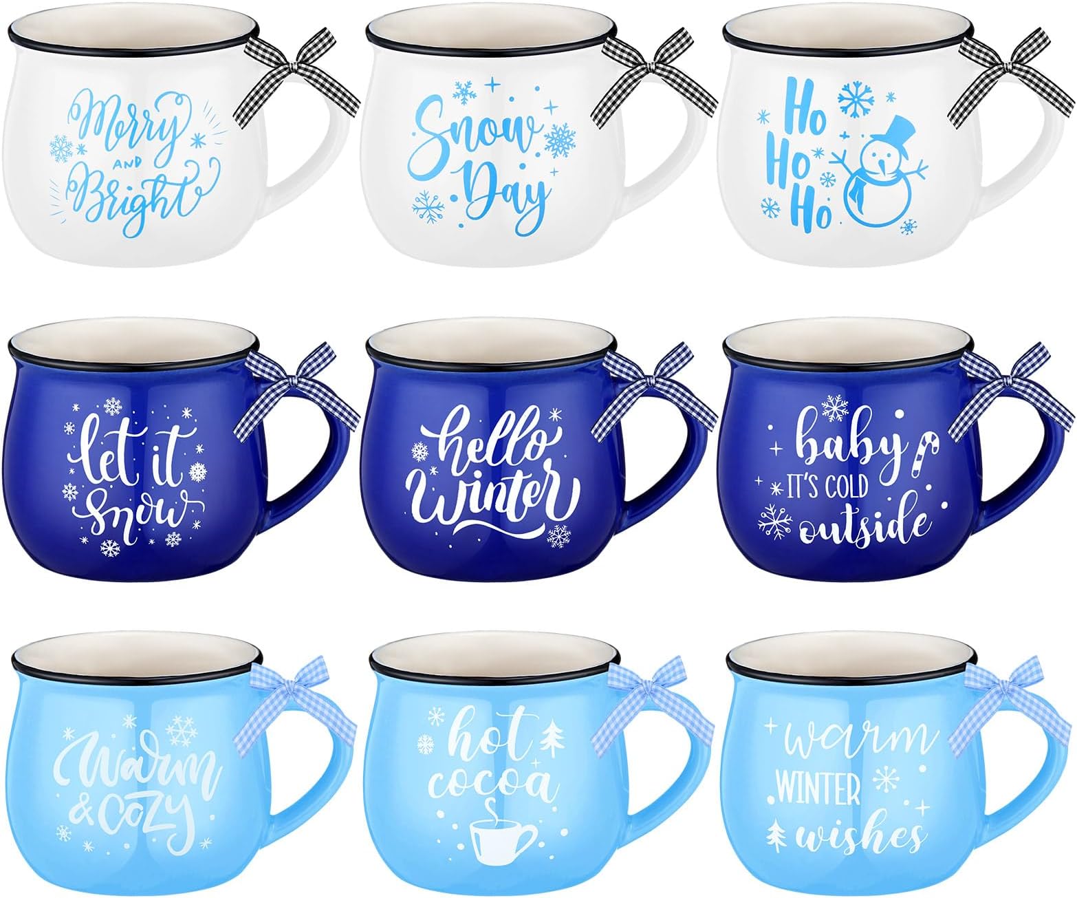 Amazon.com: Suttmin 9 Pcs Winter Christmas Coffee Mugs 12 oz Ceramic ...