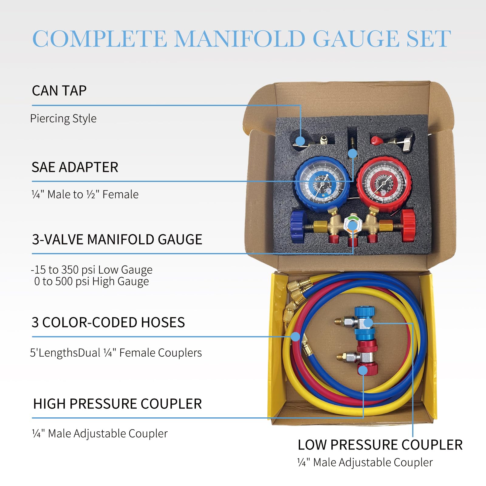 Snapklik.com : Automotive Air Conditioner Manifold Pressure Gauge Kit ...