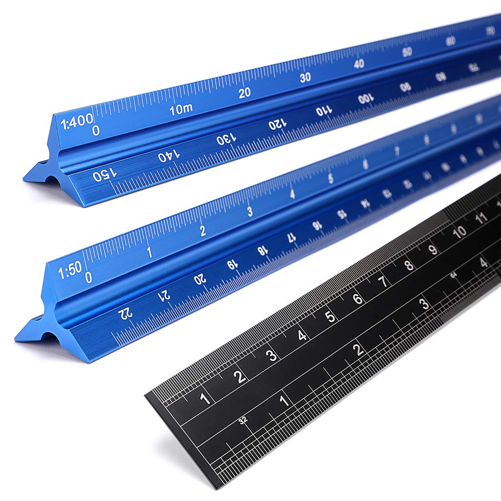 OwnMy 30CM Solid Aluminum Metric Triangular Architect Scale Ruler Set ownmy-30cm-solid-aluminum-metric-triangular-architect-scale-ruler-set