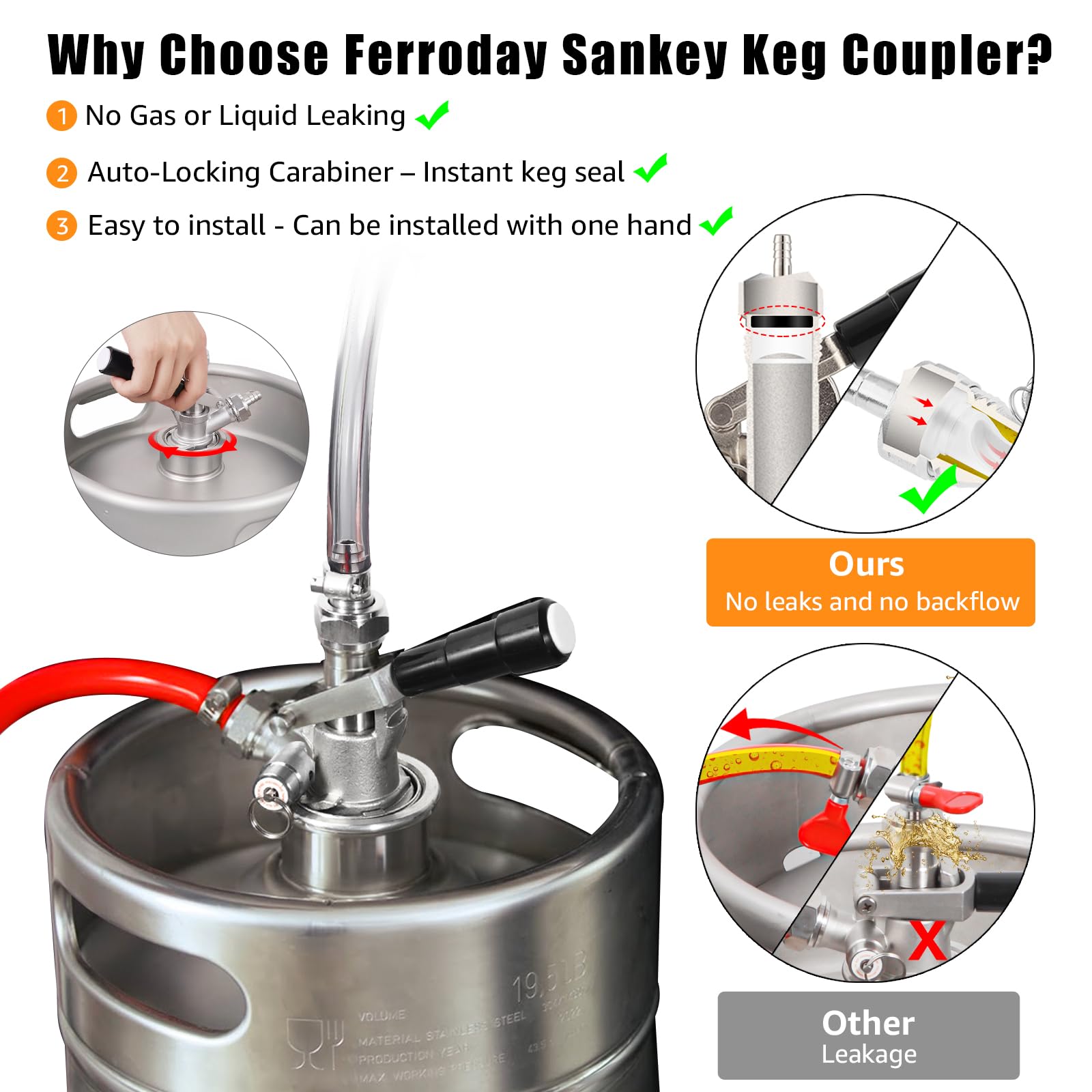 Snapklik.com : All 304 Stainless Steel Keg Coupler, D System Sankey Keg ...