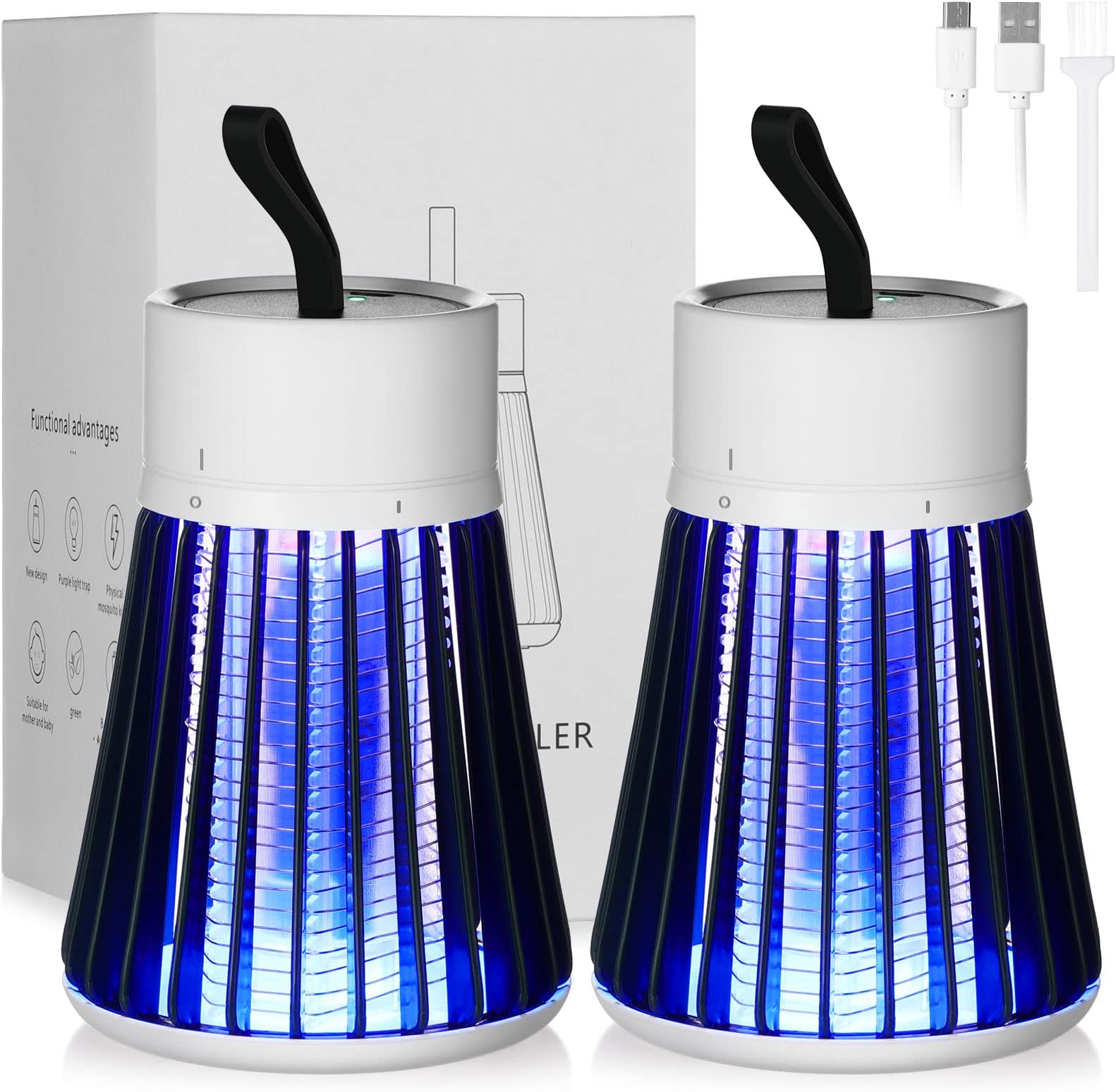 Amazon.com : Lulu Home 2 Packs Indoor Bug Zapper with Fan, 1500V High ...