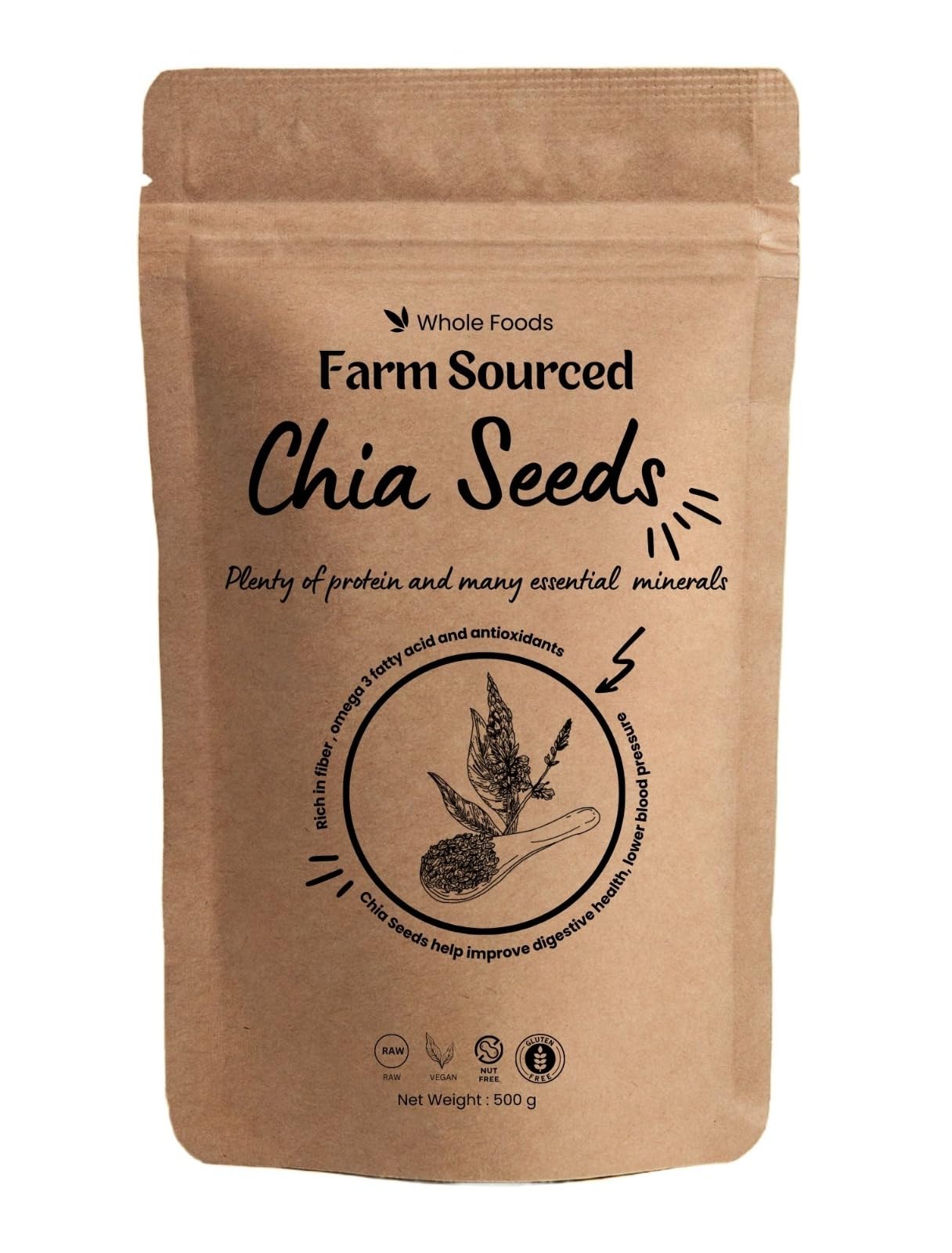 Farm Sourced Chia Seeds 250gm, Rich in High Protein, Fibre and Omega 3 ...