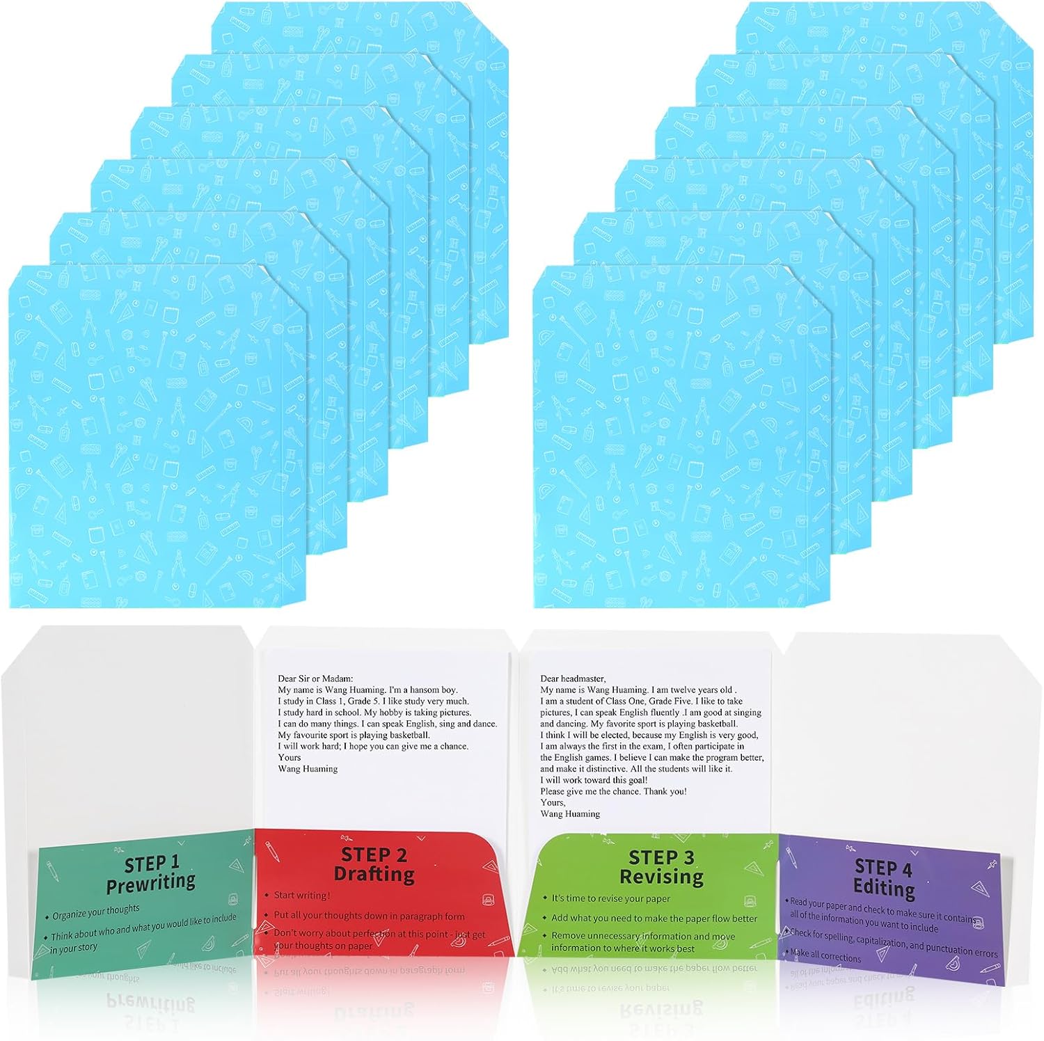 Amazon.com : Colarr 24 Pieces Writing Process Pocket Folder 4 Pockets ...