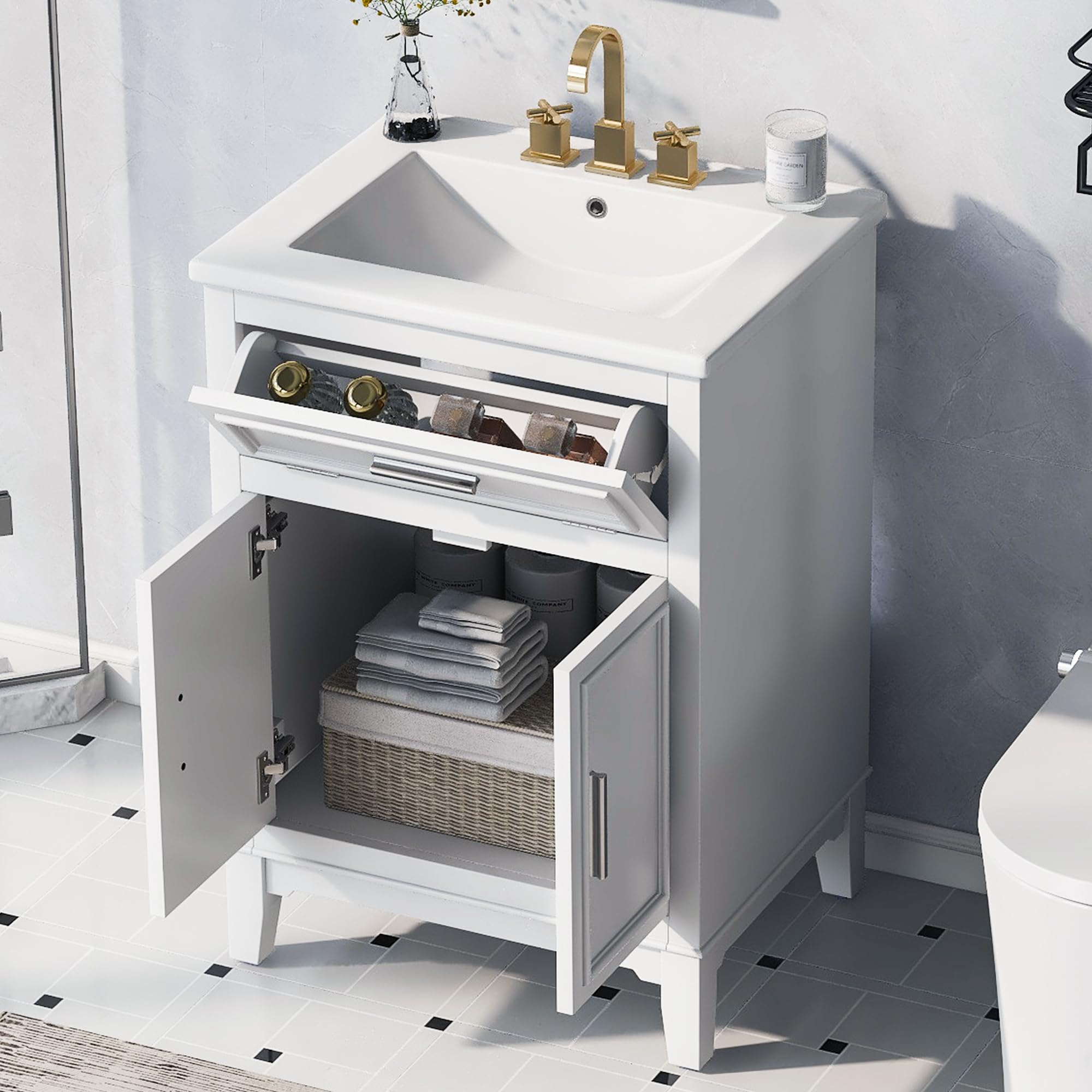 Amazon.com: Harper & Bright Designs 24" Bathroom Vanity with Sink ...