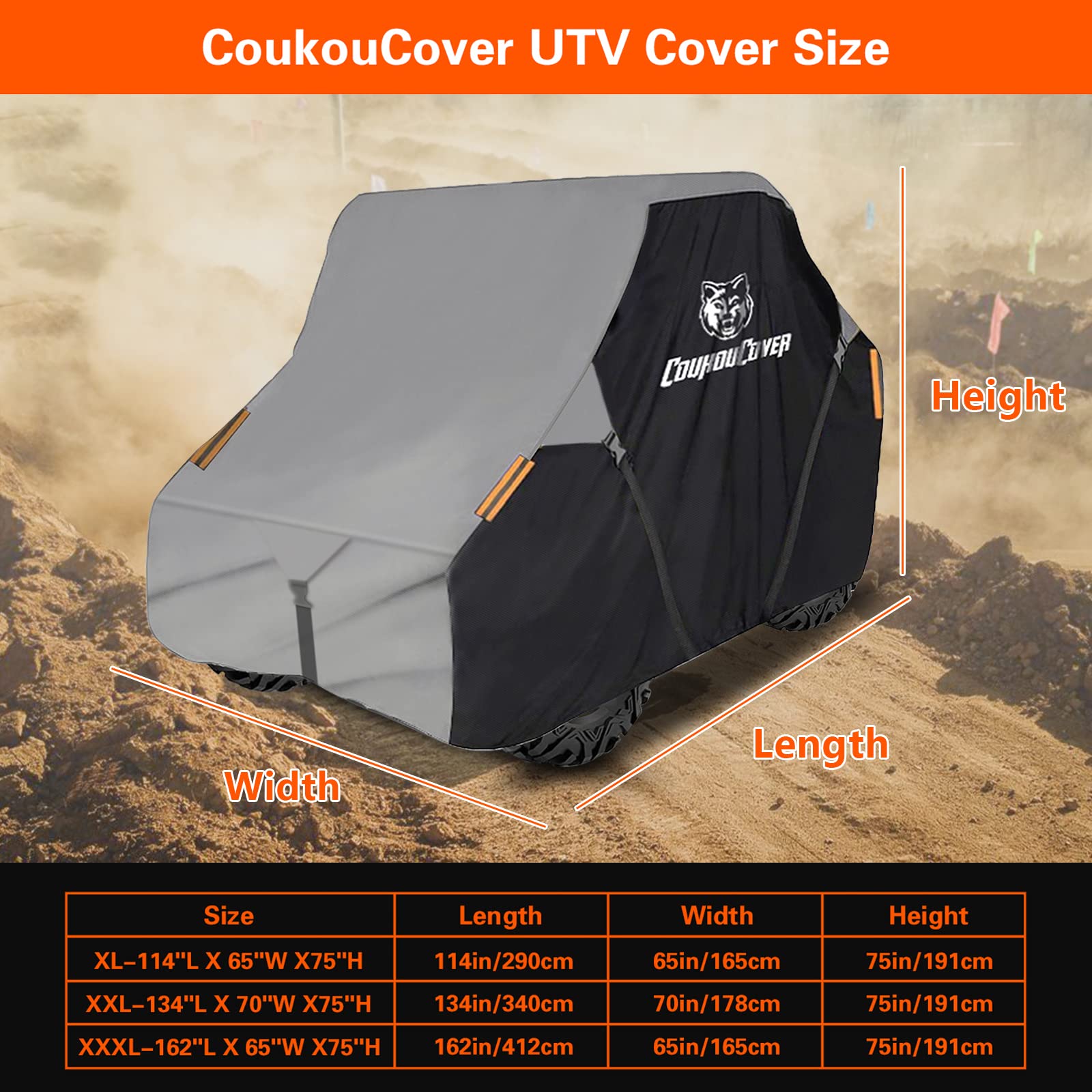 UTV Cover, Heavy Duty 420D Waterproof Side by Side Cover Accessories, 2 ...