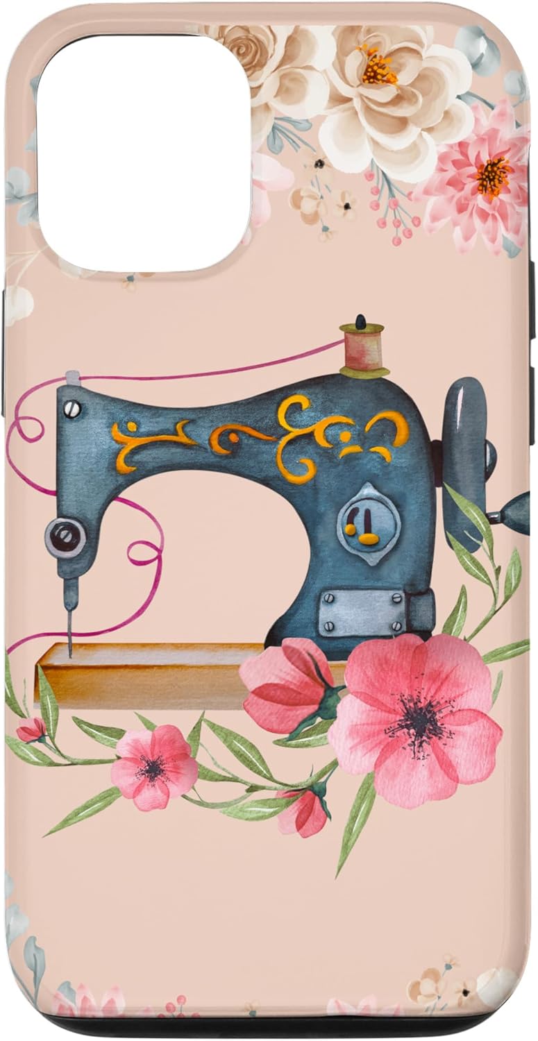 Amazon.com: iPhone 15 Pro Vintage Sewing Machine Floral Quilting Sewer ...