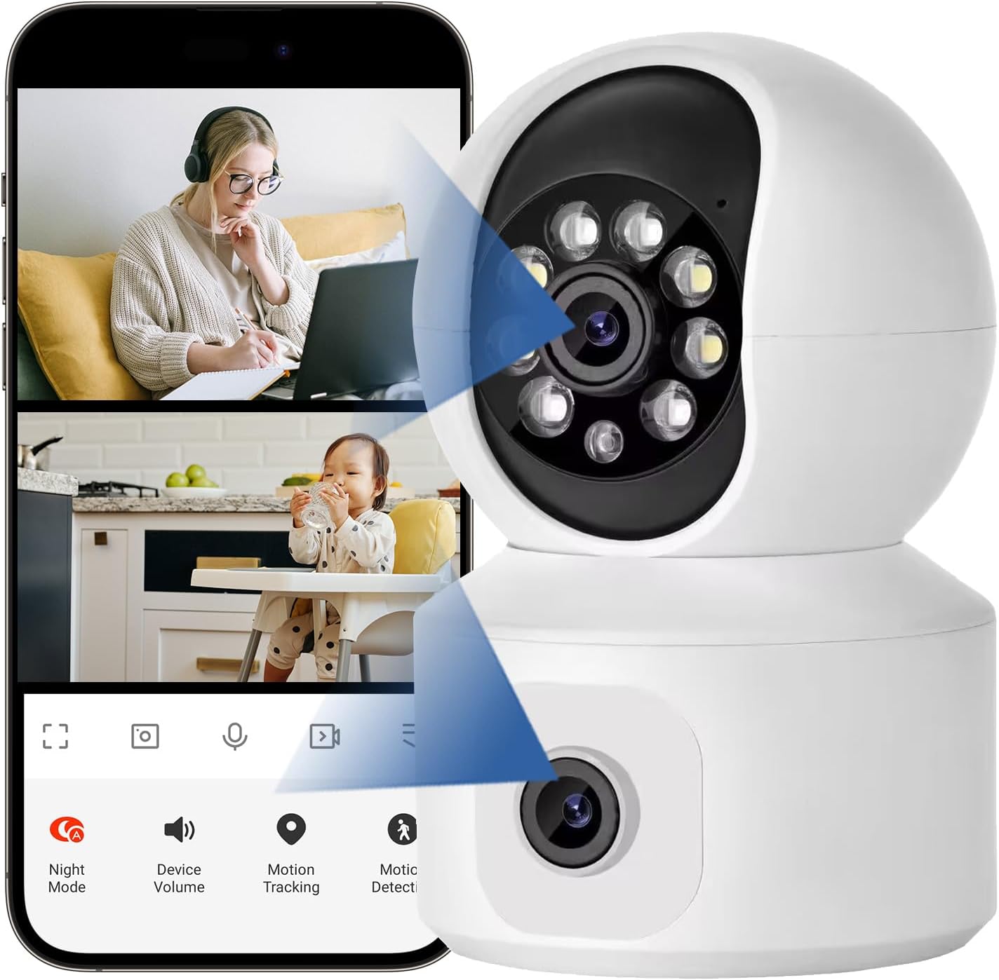 Amazon.com : Dual Lens Indoor Camera, 2-in-1 Dual Screen Display 5G/2 ...