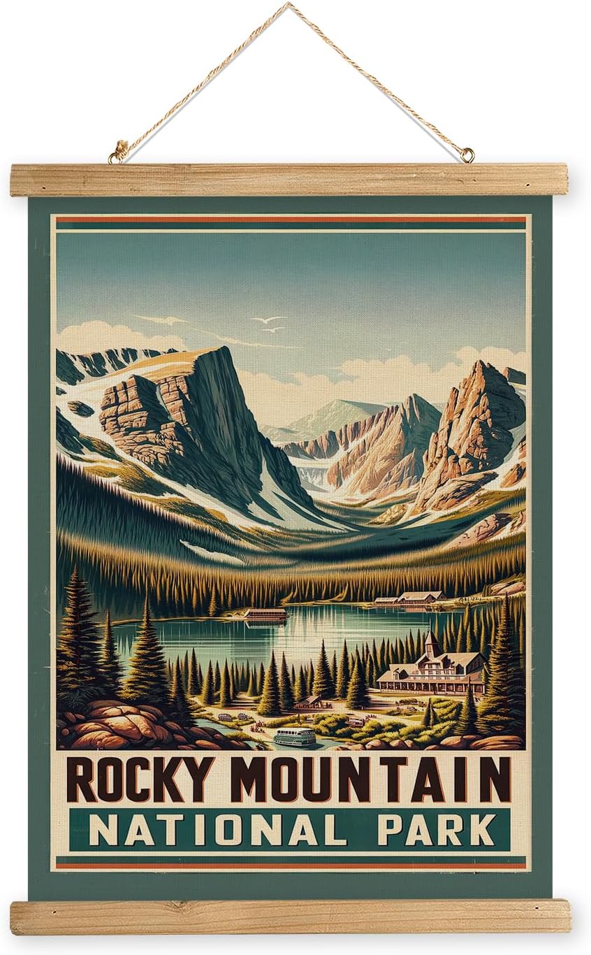 Amazon.com: XIAOAIKA Vintage Rocky Mountain National Park Travel Poster ...
