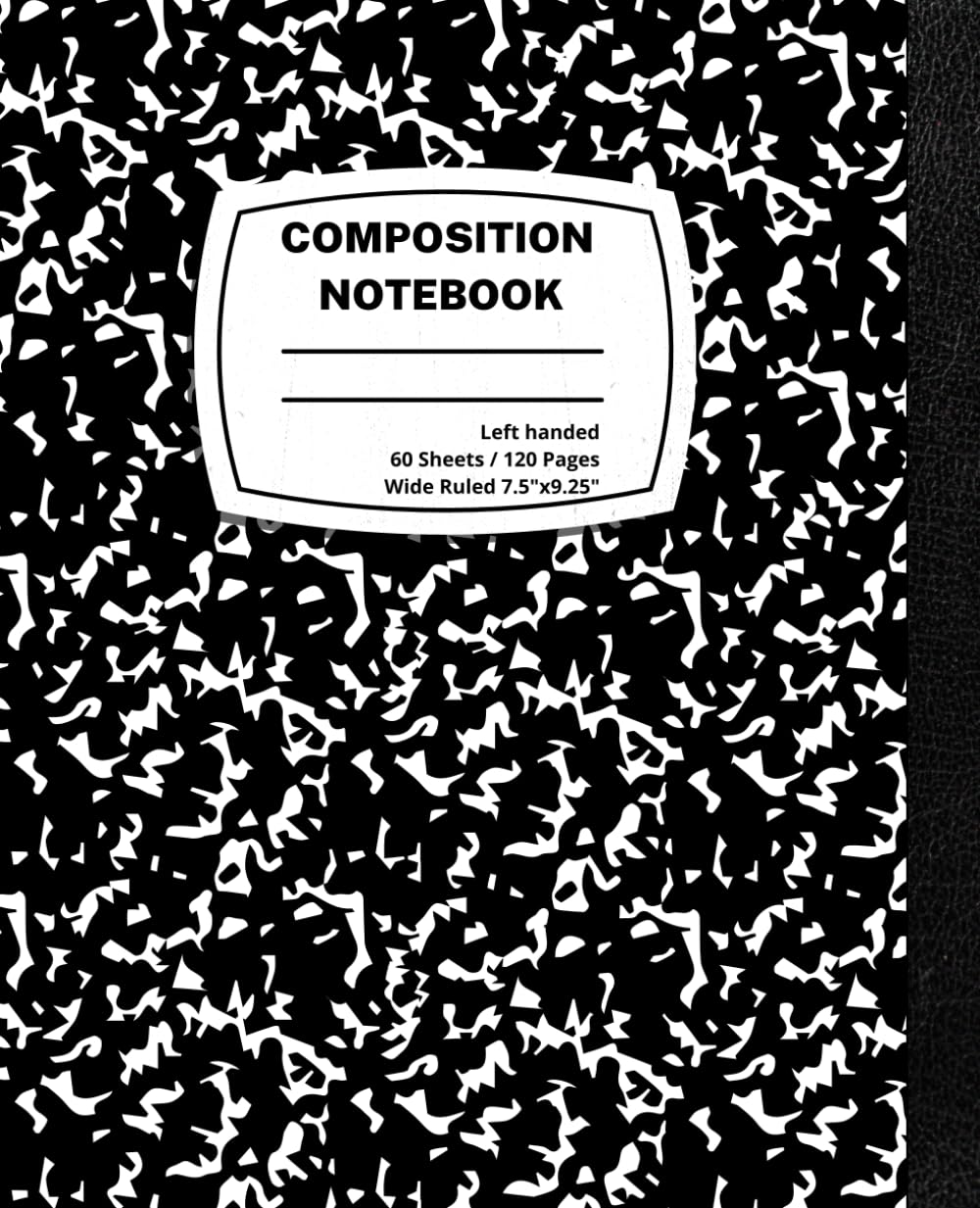 Wide Ruled Composition Notebook, Left Handed: Soft Cover Black Marble ...
