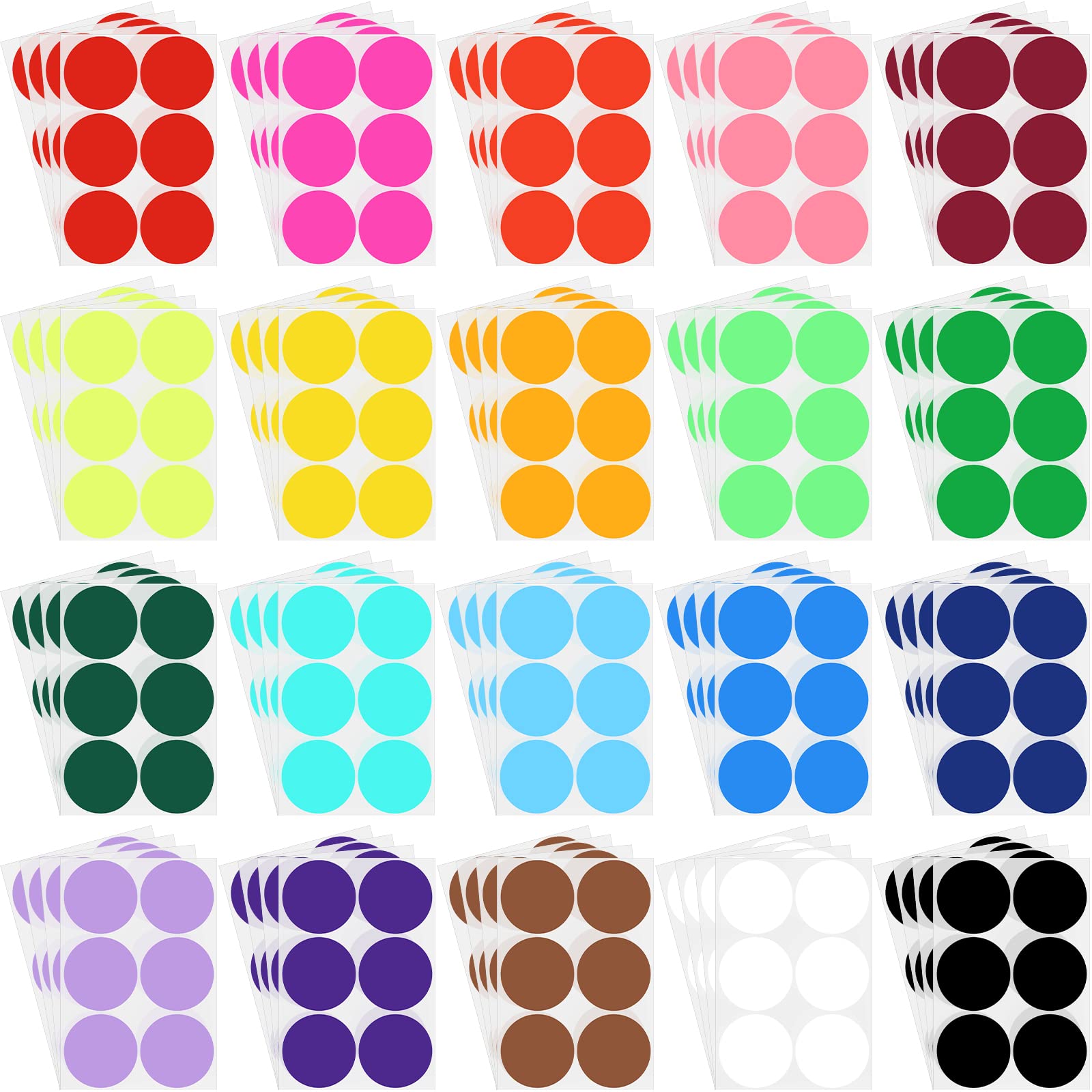Amazon.com : 2 Inch 20 Colors Colored Labels Round Stickers Colored Dot ...