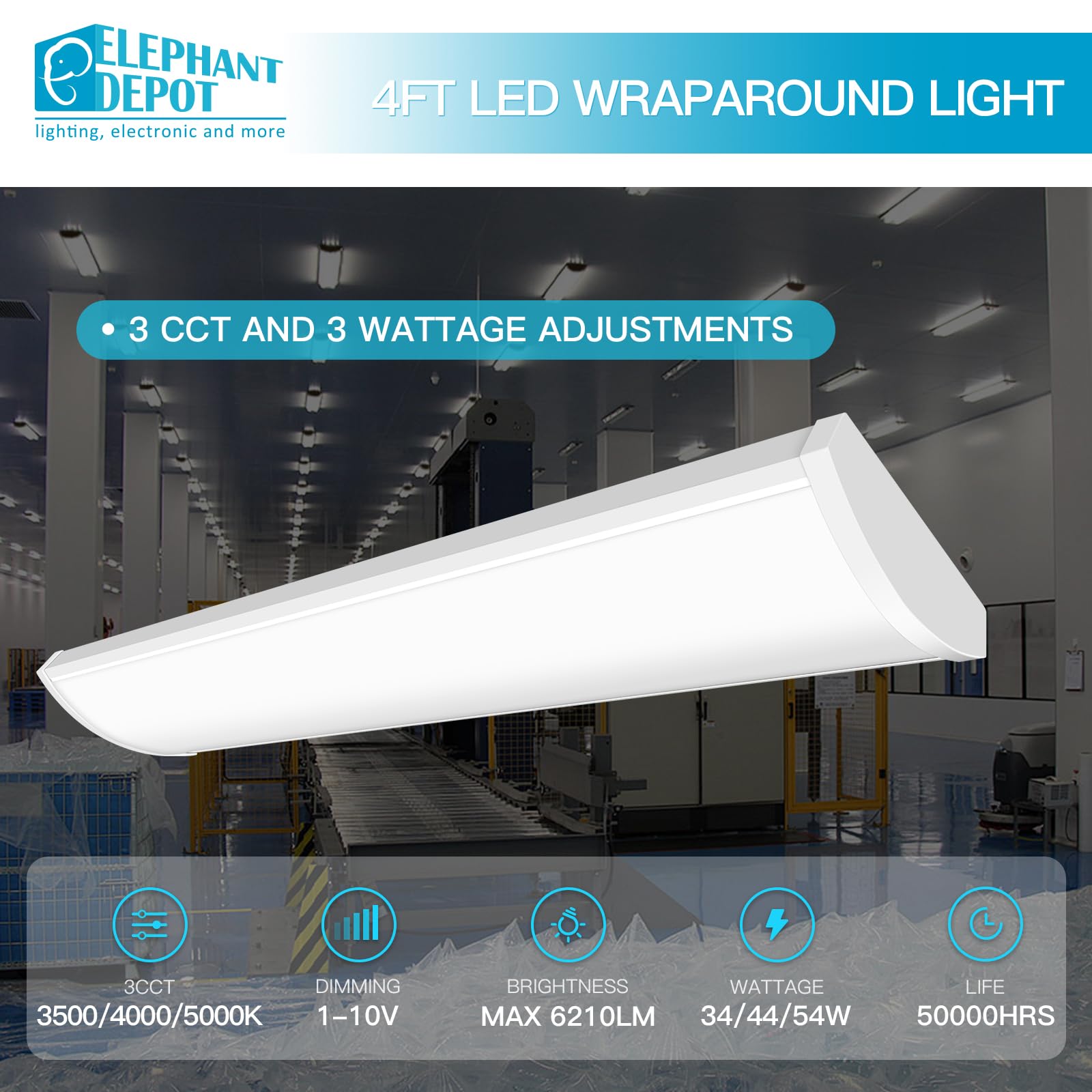 Snapklik.com : 4FT LED Wraparound Light Fixture, 48 Inch Kitchen ...