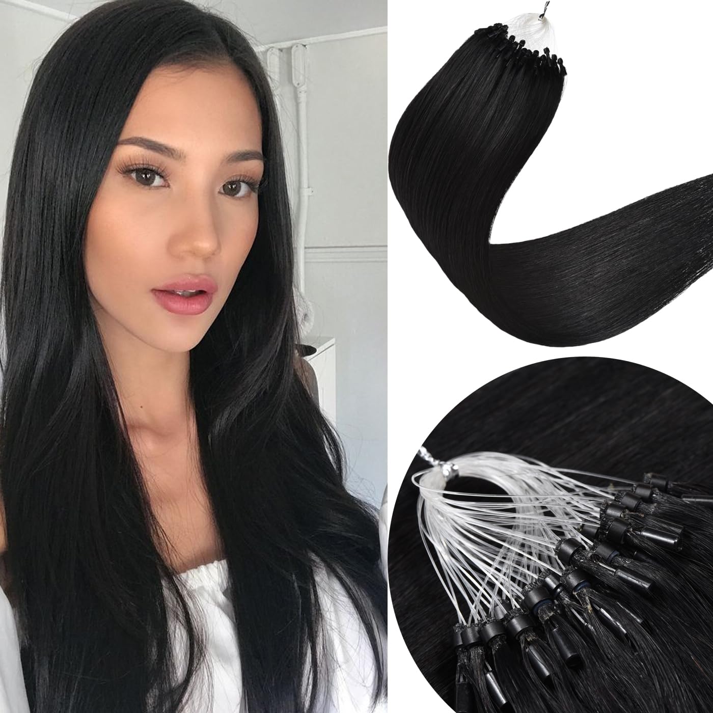 Amazon.com : Senmy Microbead Hair Extensions Human Hair 20 Inch ...