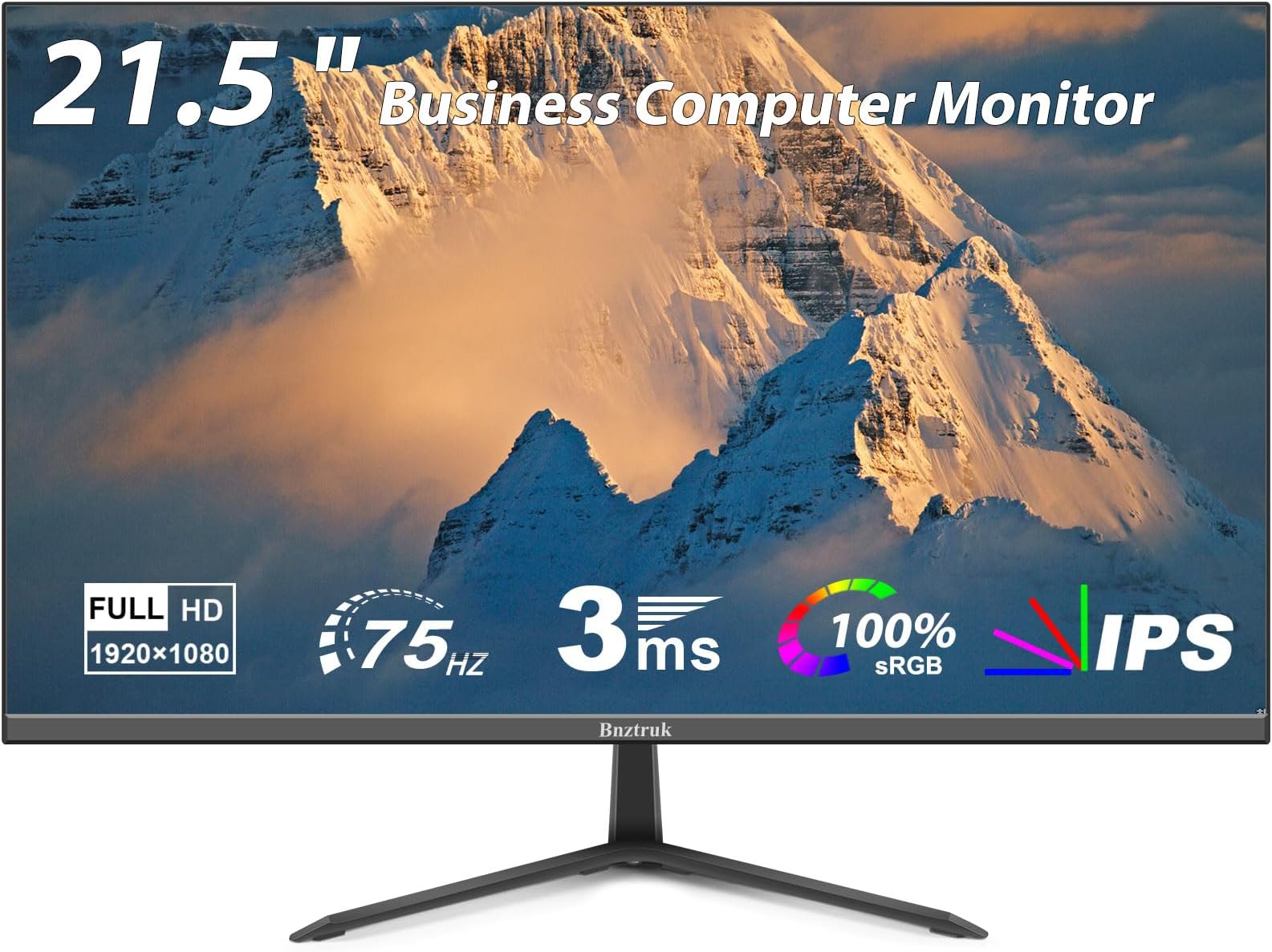 Amazon.com: Computer Monitor 21.5 inch 75Hz Full HD 1080P IPS Display ...