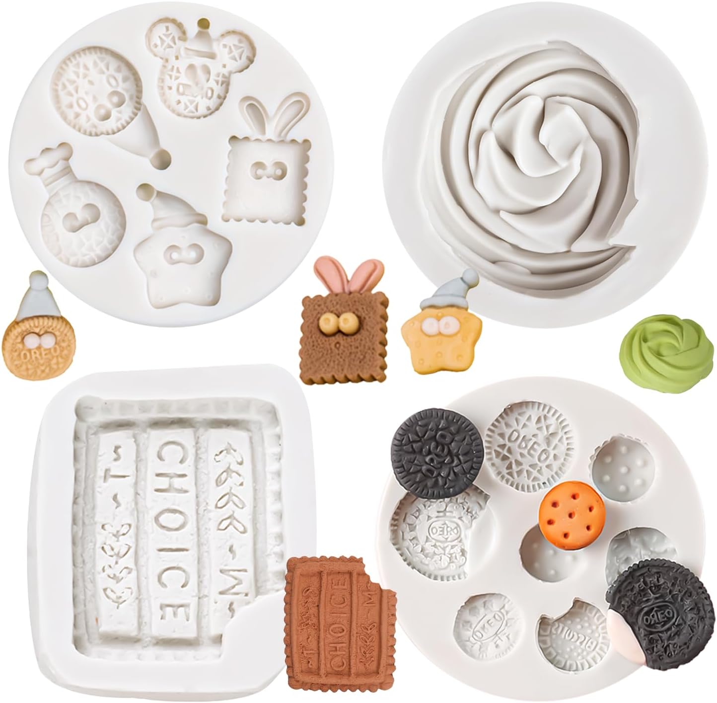 Amazon.com: Cookies Chocolate Silicone Molds 6 Packs Donut Candy Mini ...